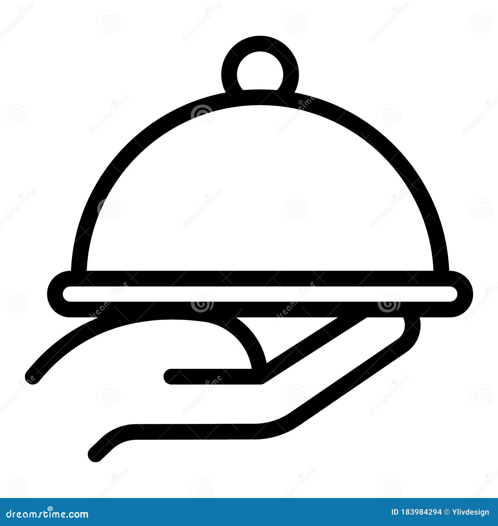 Hand and Round Tray with Lid Icon, Outline Style Stock Vector ...