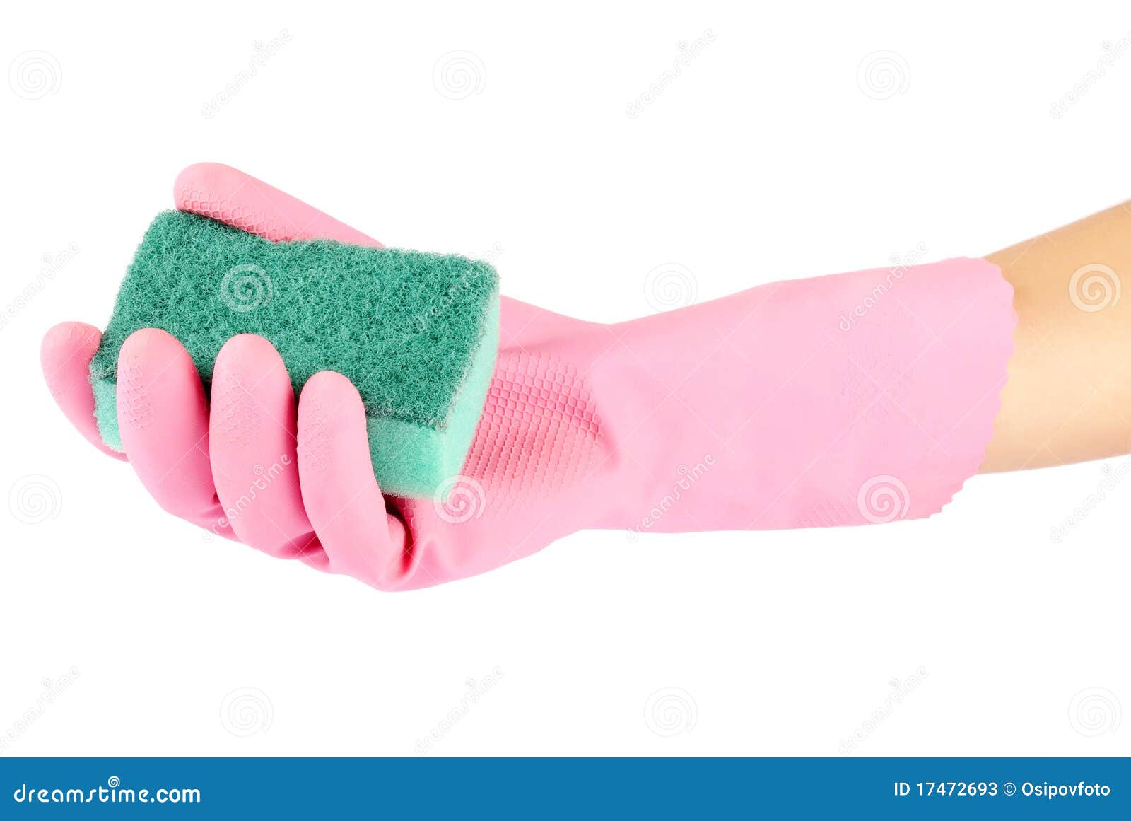 Hand in Rubber Glove Holding a Kitchen Sponge Stock Image - Image of ...