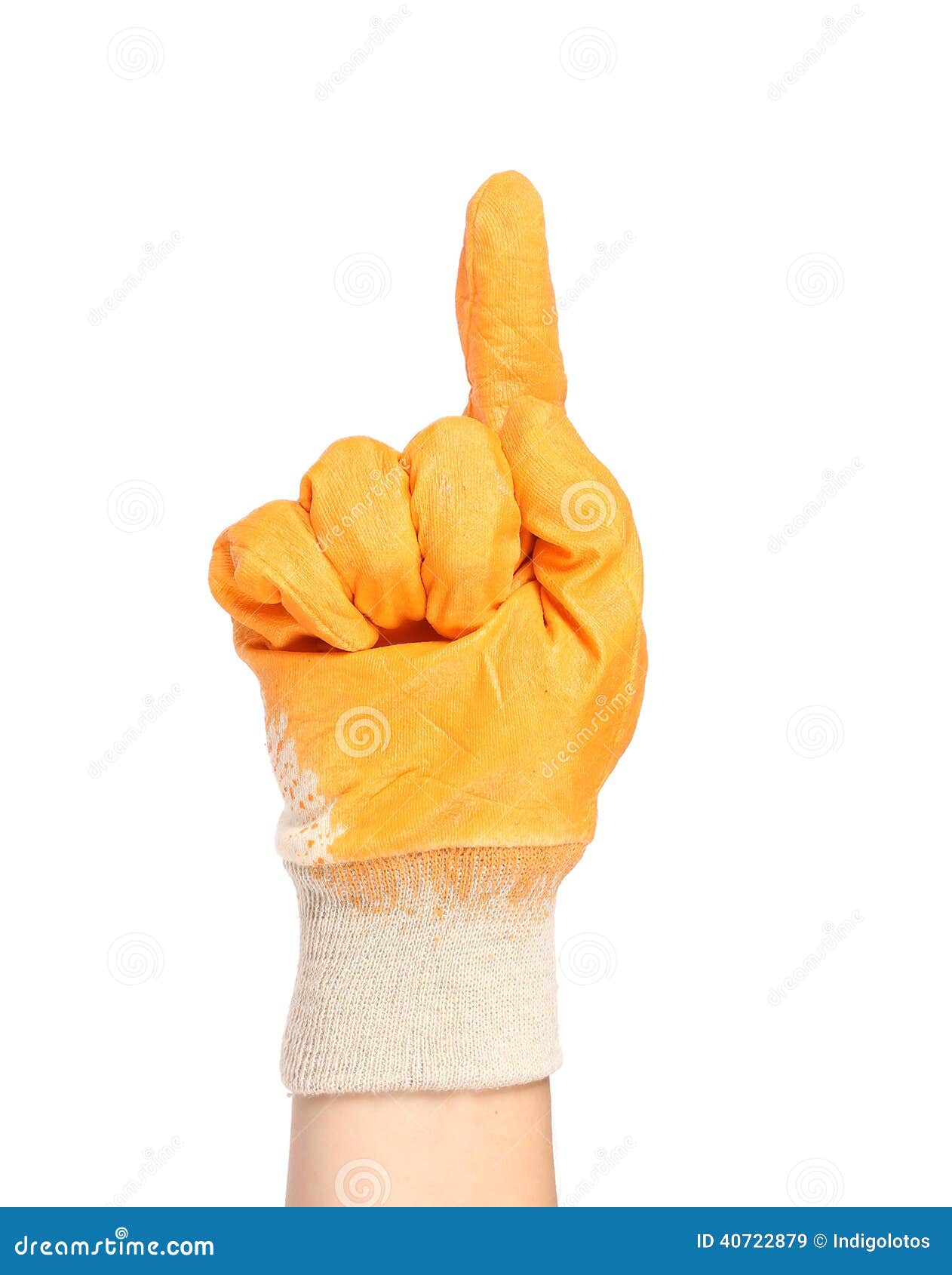 Hand in Rubber Glove Shows One. Stock Image - Image of domestic, finger ...