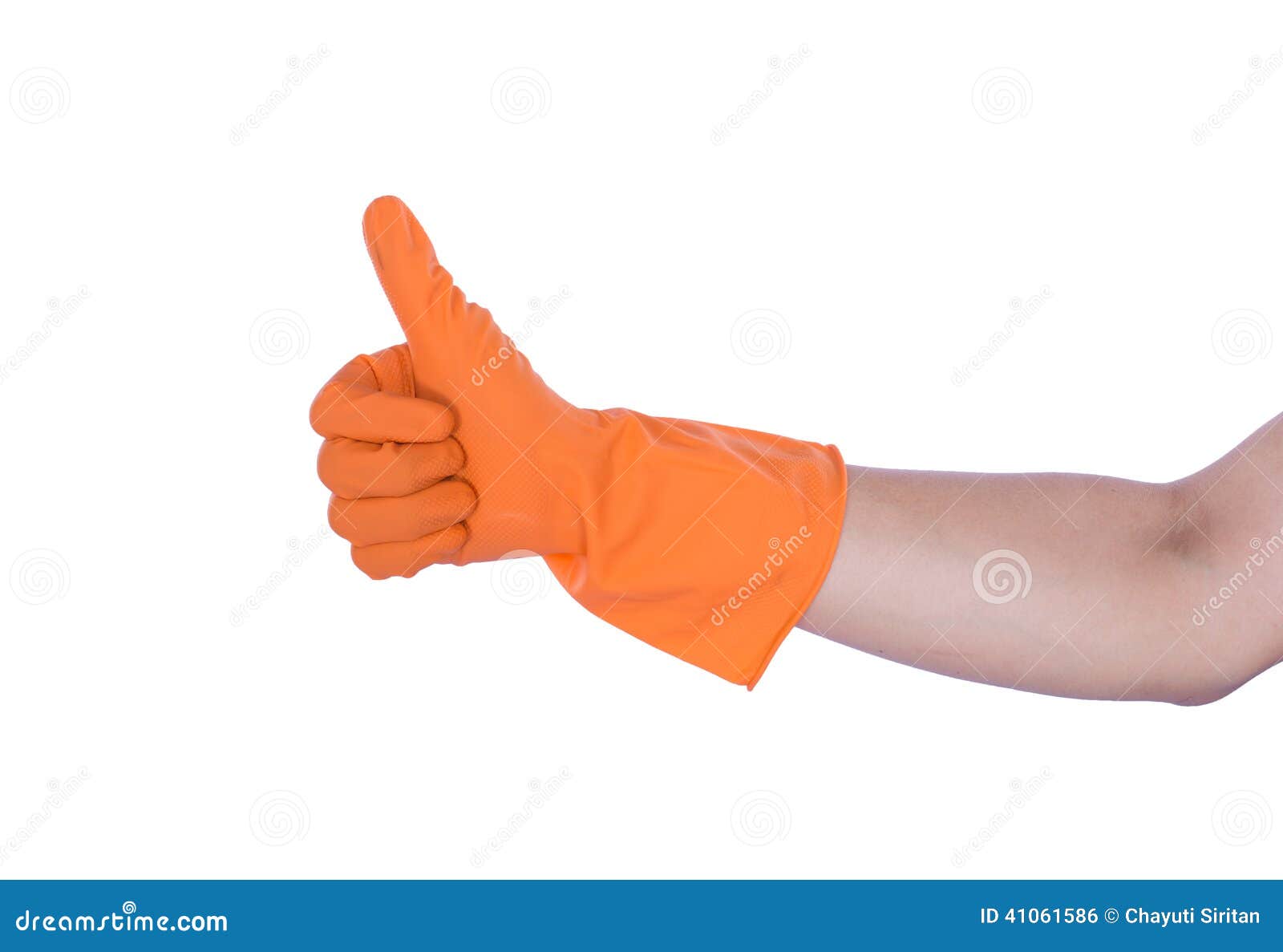 Hand with Rubber Orange Glove Stock Photo - Image of assistance ...