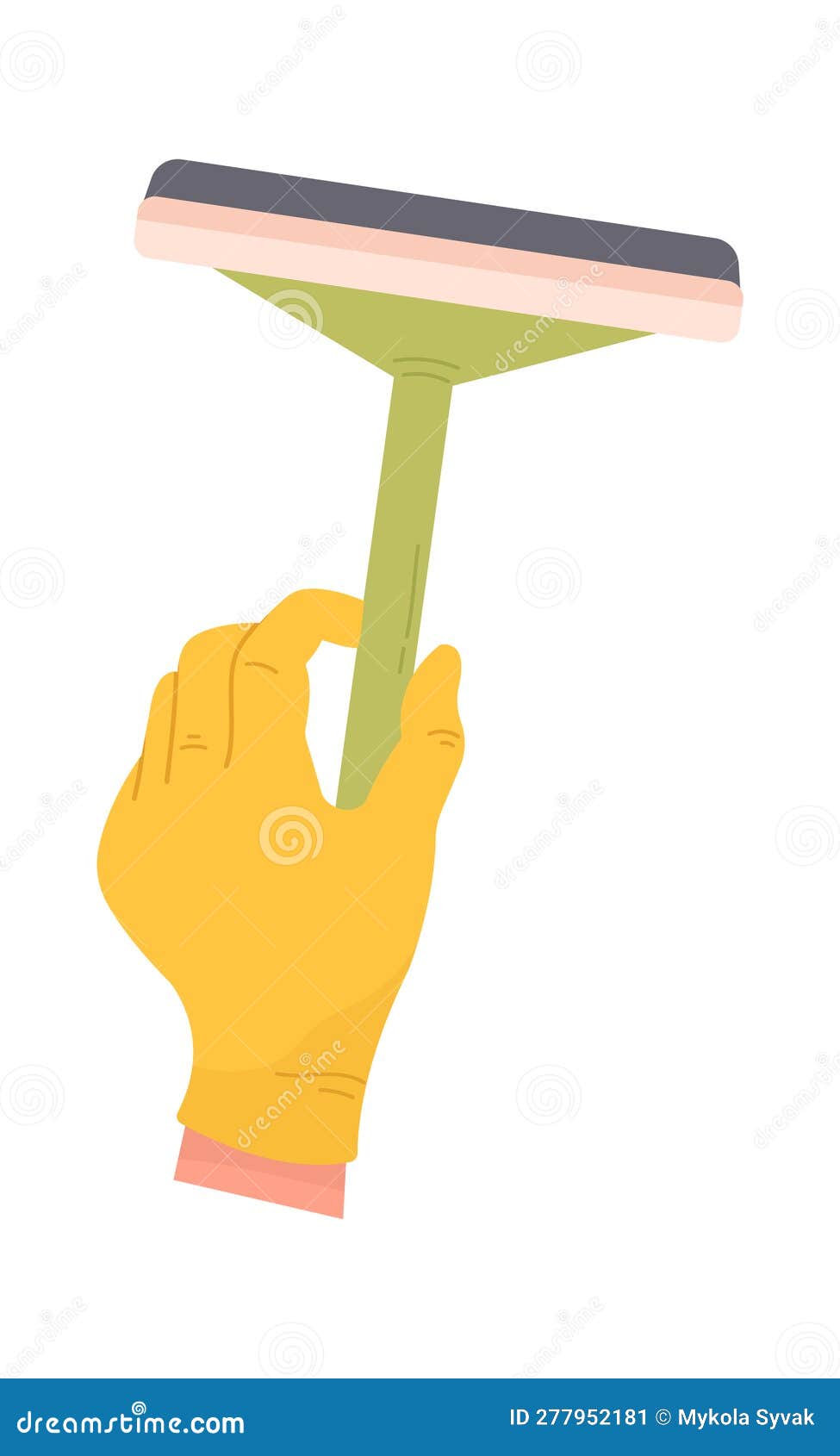 Hand with Rubber Squeegee stock vector. Illustration of hygiene - 277952181
