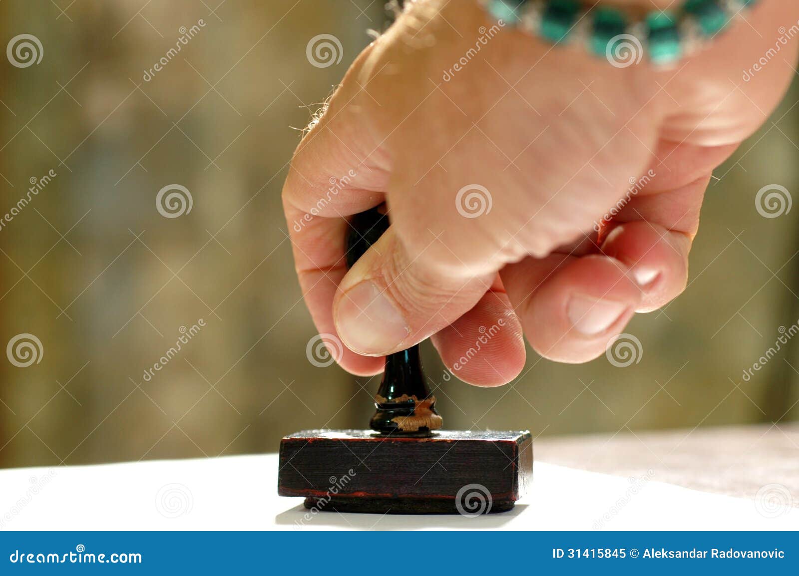 Hand and rubber stamp stock image. Image of rubber, wood - 31415845