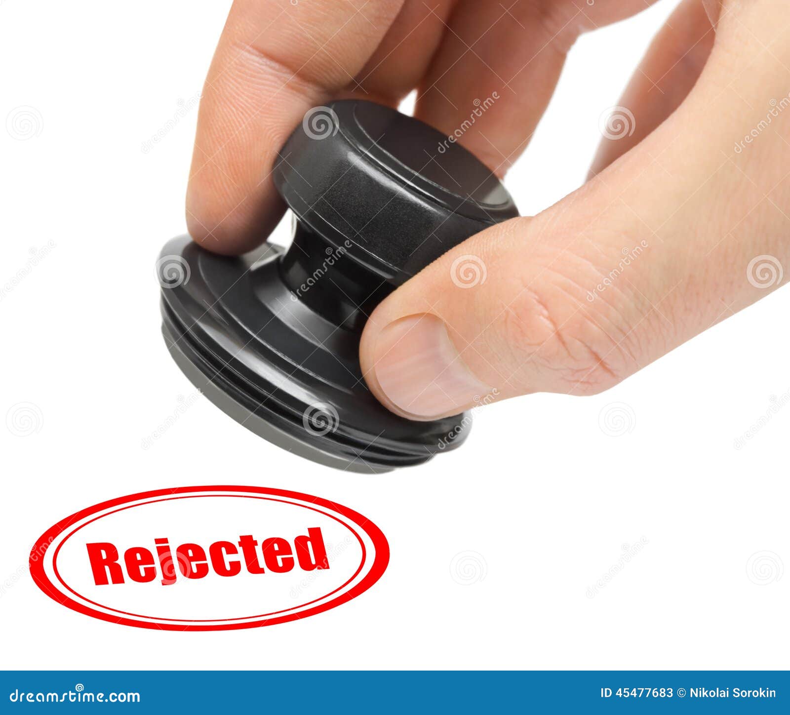 Hand and Rubber Stamp Rejected Stock Image - Image of examining ...