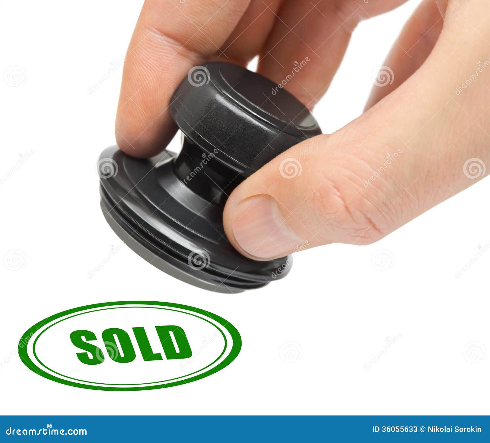 Hand and rubber stamp Sold stock image. Image of contract - 36055633