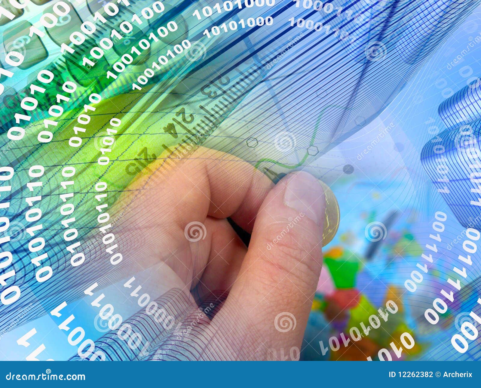 Hand, ruler and buildings stock photo. Image of business - 12262382