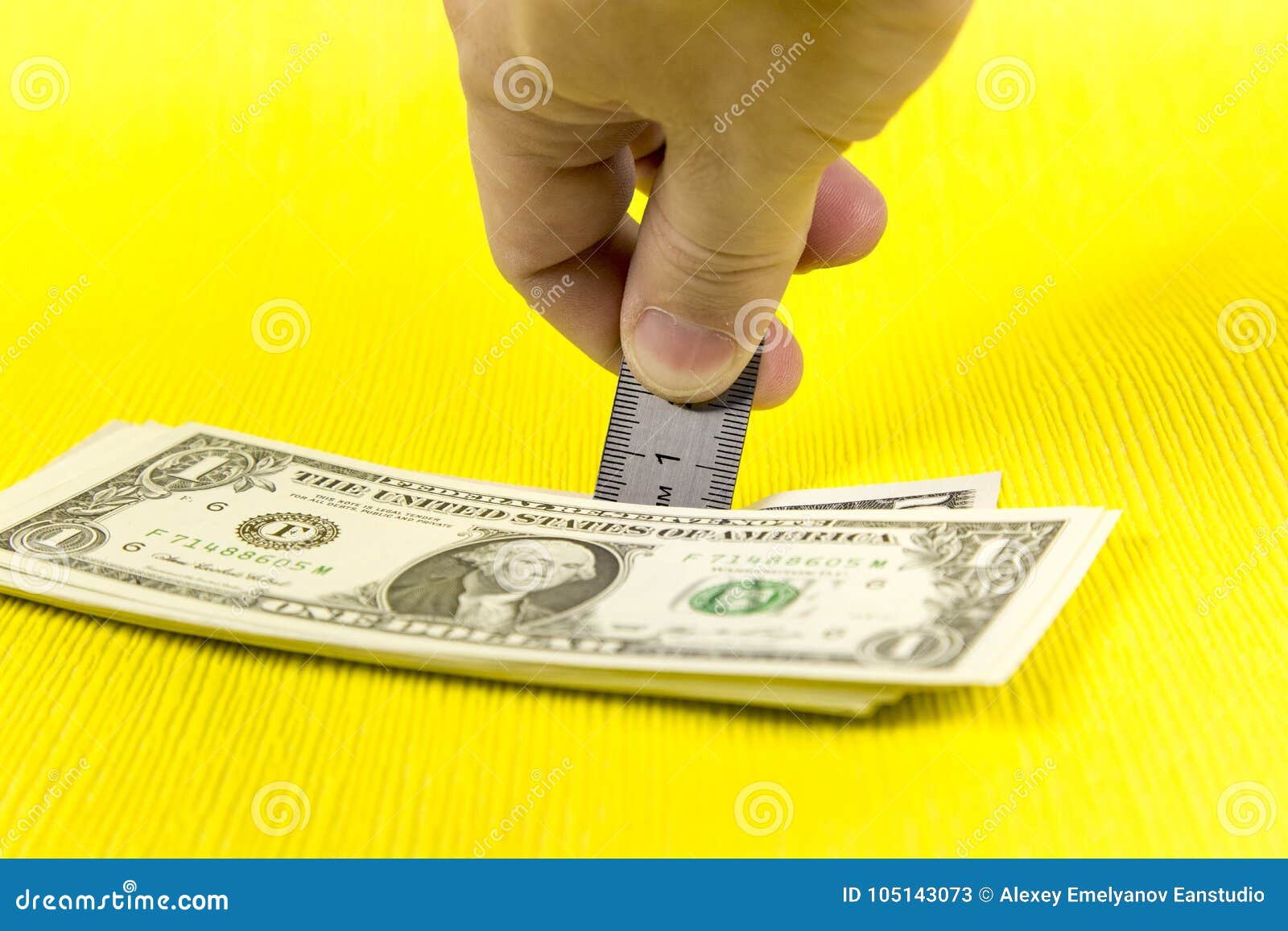 A Bundle of Dollars and a Ruler. Stock Image - Image of together ...