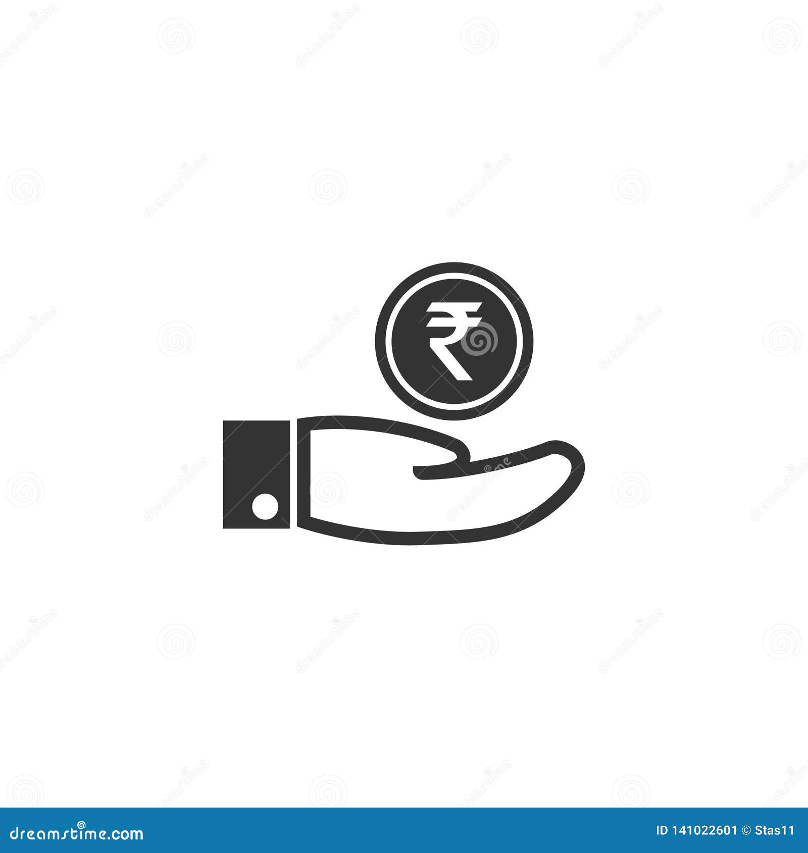 Hand with Rupee Icon in Simple Design. Vector Illustration Stock Vector ...