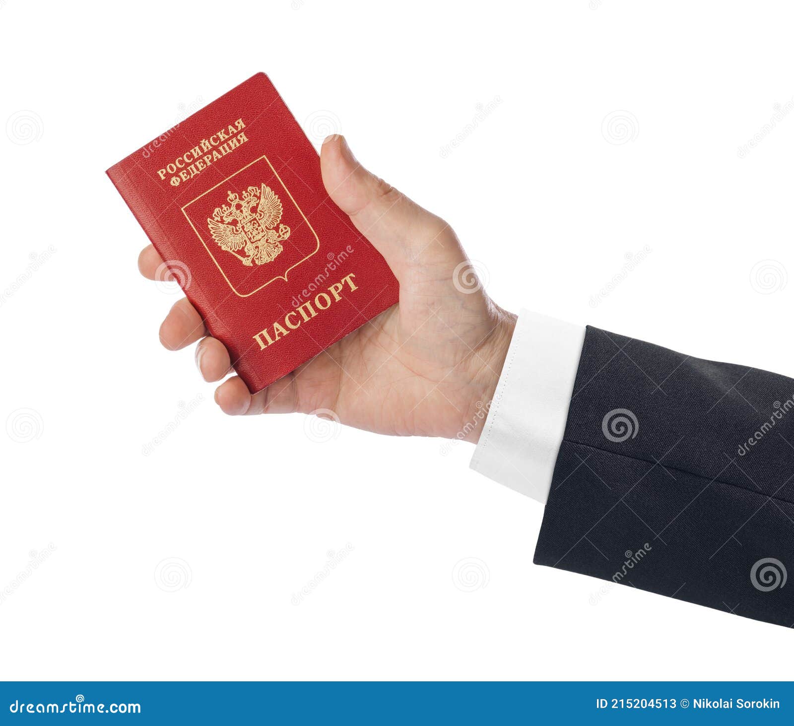Hand with Russian passport stock image. Image of journey - 215204513