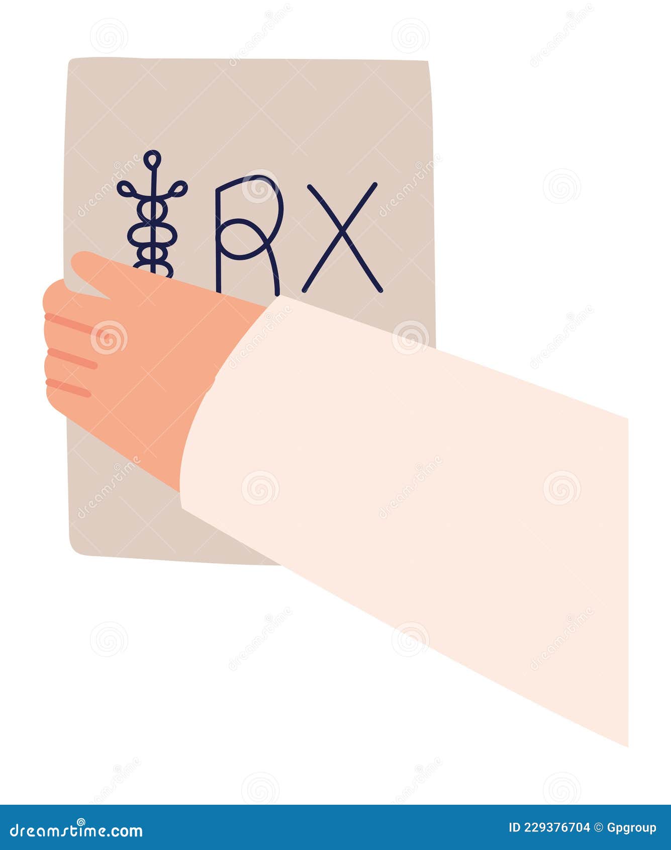 Hand with rx document stock vector. Illustration of signage - 229376704