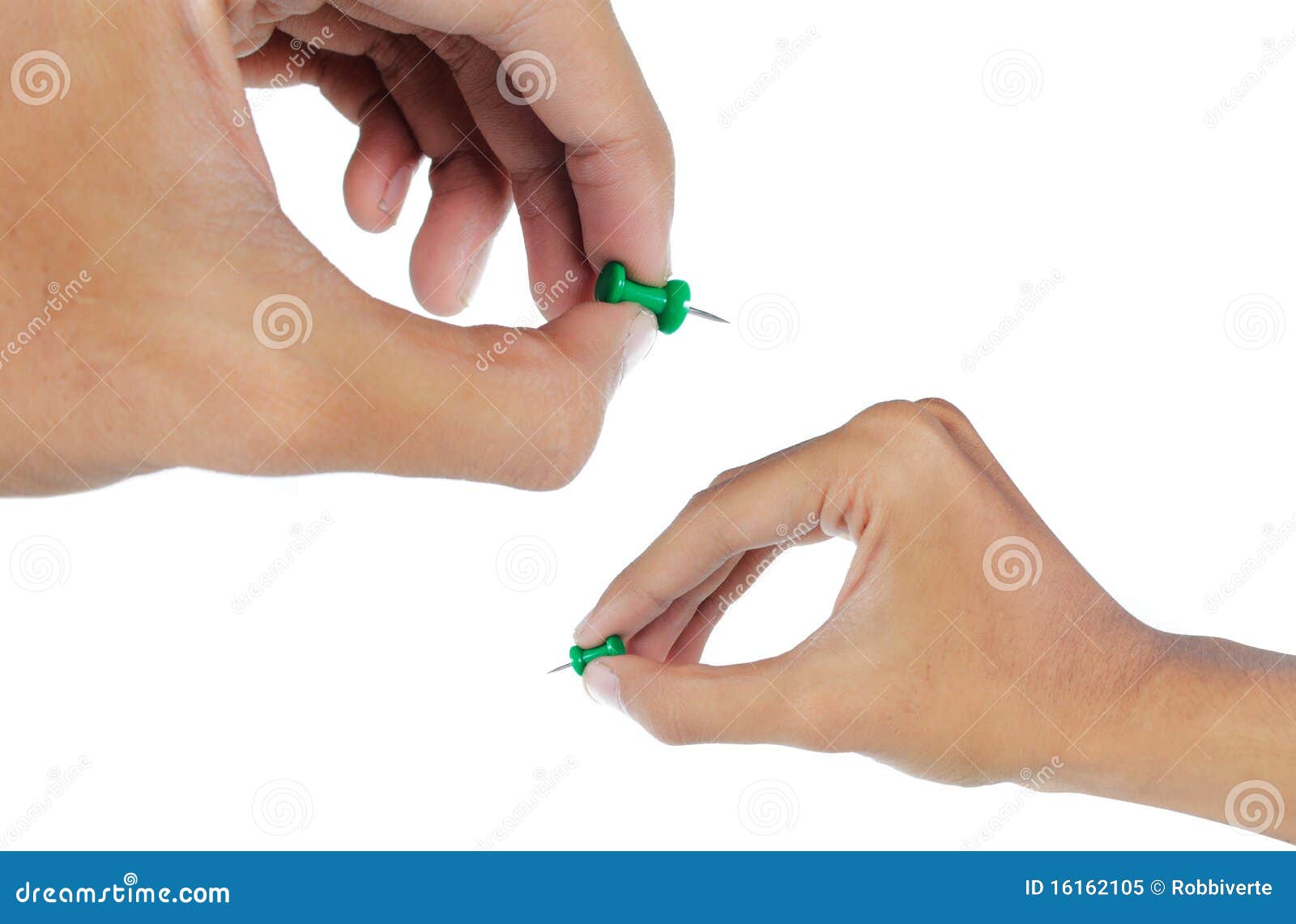 Hand S Attaching a Green Thumbtack Stock Image - Image of closeup ...