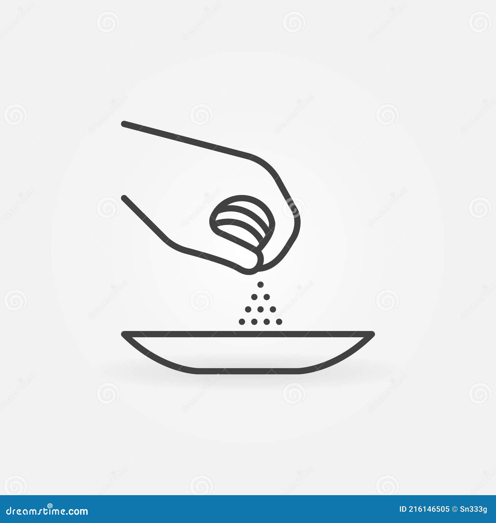 Hand with Salt and Plate Line Vector Seasoning Icon Stock Vector ...