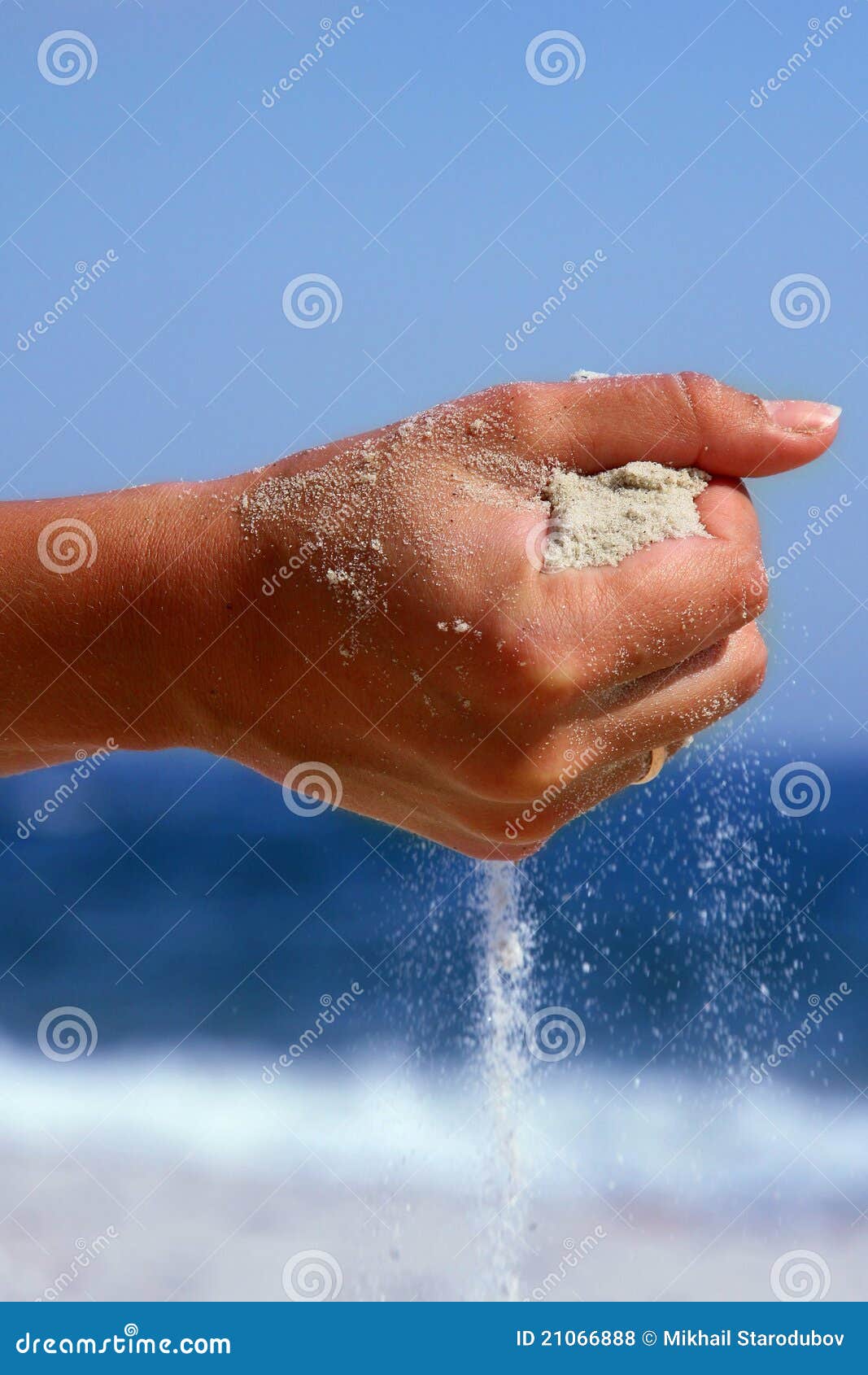Hand with the Sand Against the Sea Stock Photo - Image of beach, hands ...