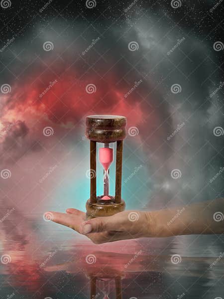 Hand with sand clock stock photo. Image of clock, pink - 3905690