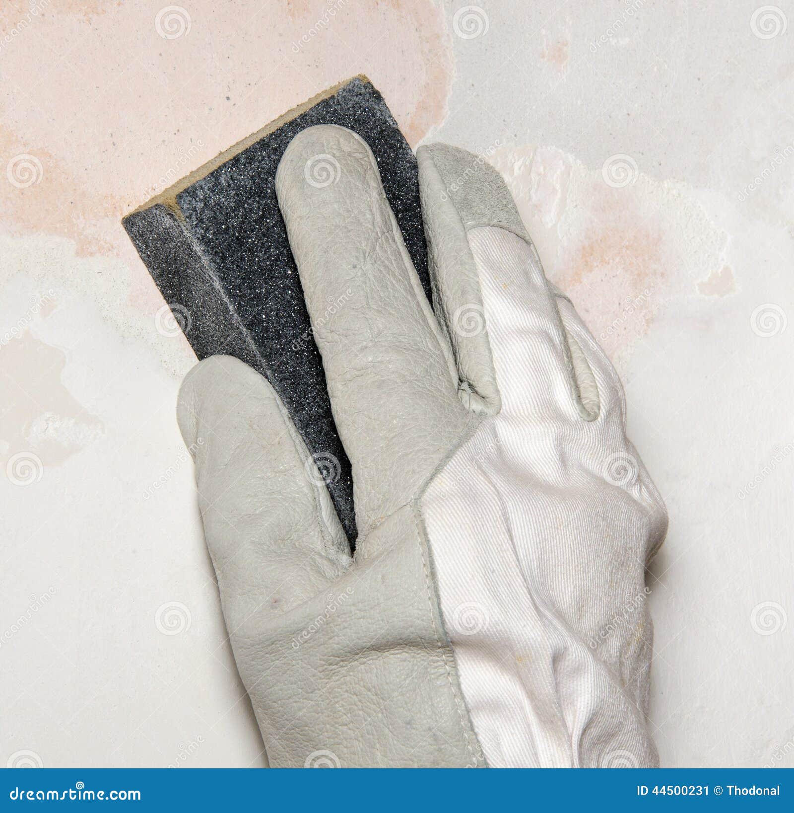 Hand Sanding the Wall with a Sanding Sponge Stock Image - Image of ...