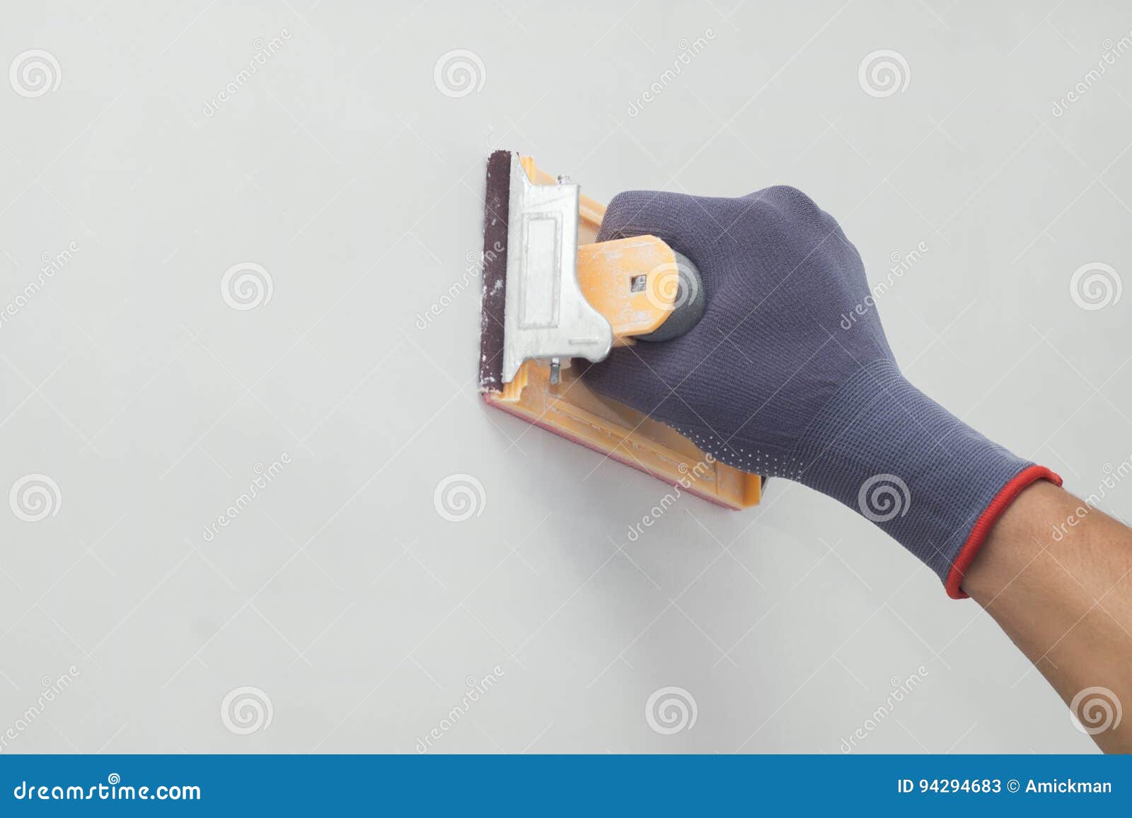 Hand with sandpaper stock image. Image of plaster, repairman - 94294683