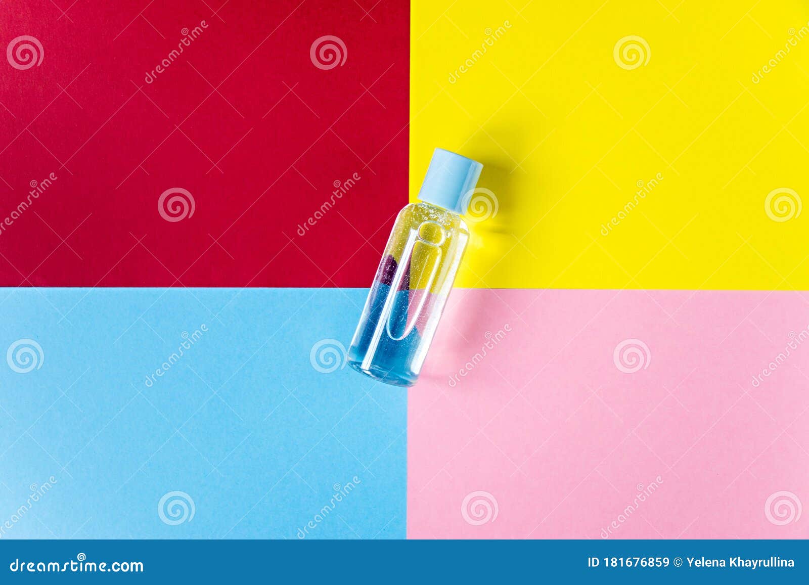 Hand Sanitizer Bottle on a Colored Background Stock Image - Image of ...