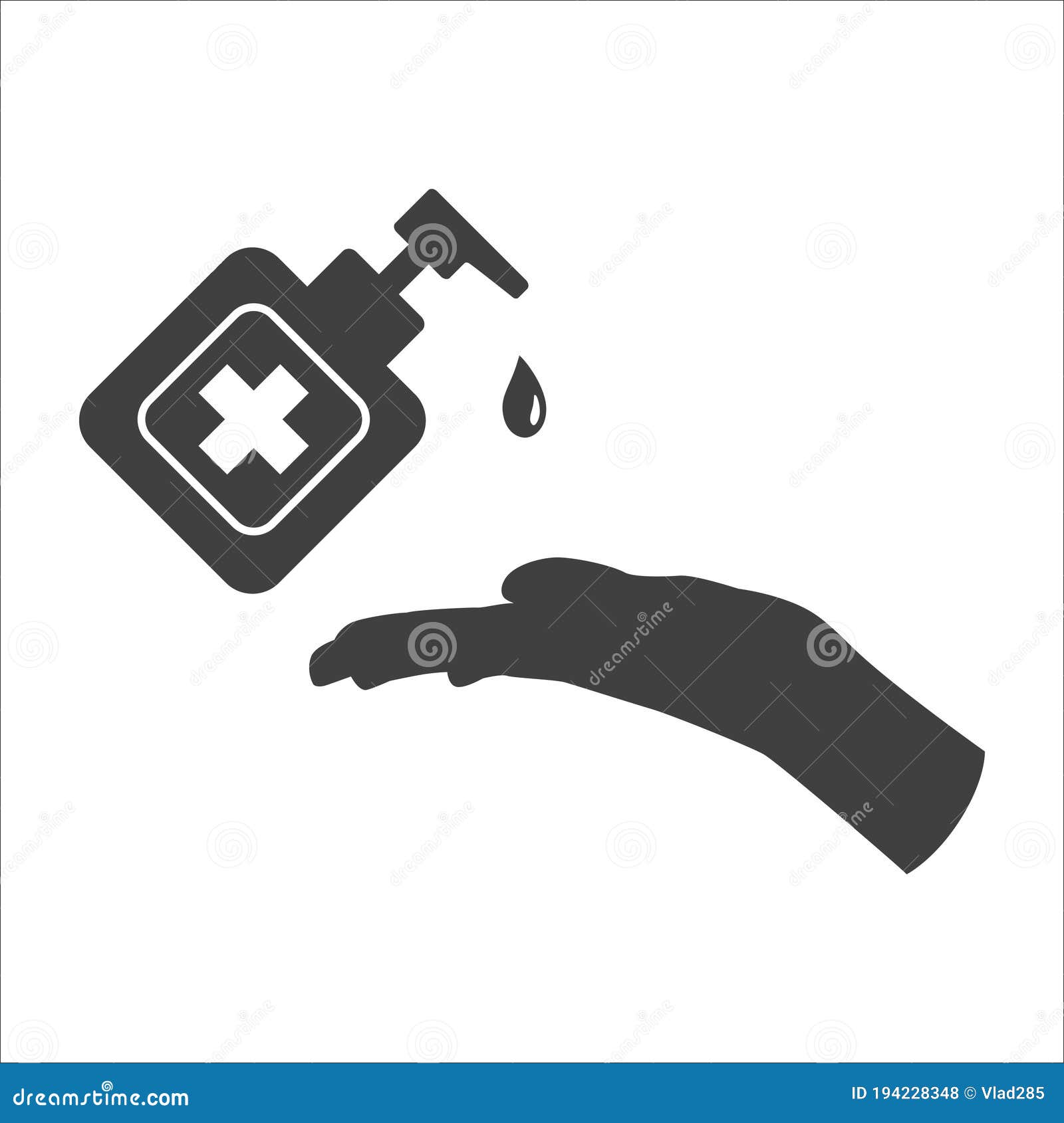 Hand Sanitizer Icon in Flat Style Isolated on White Background. Stock ...
