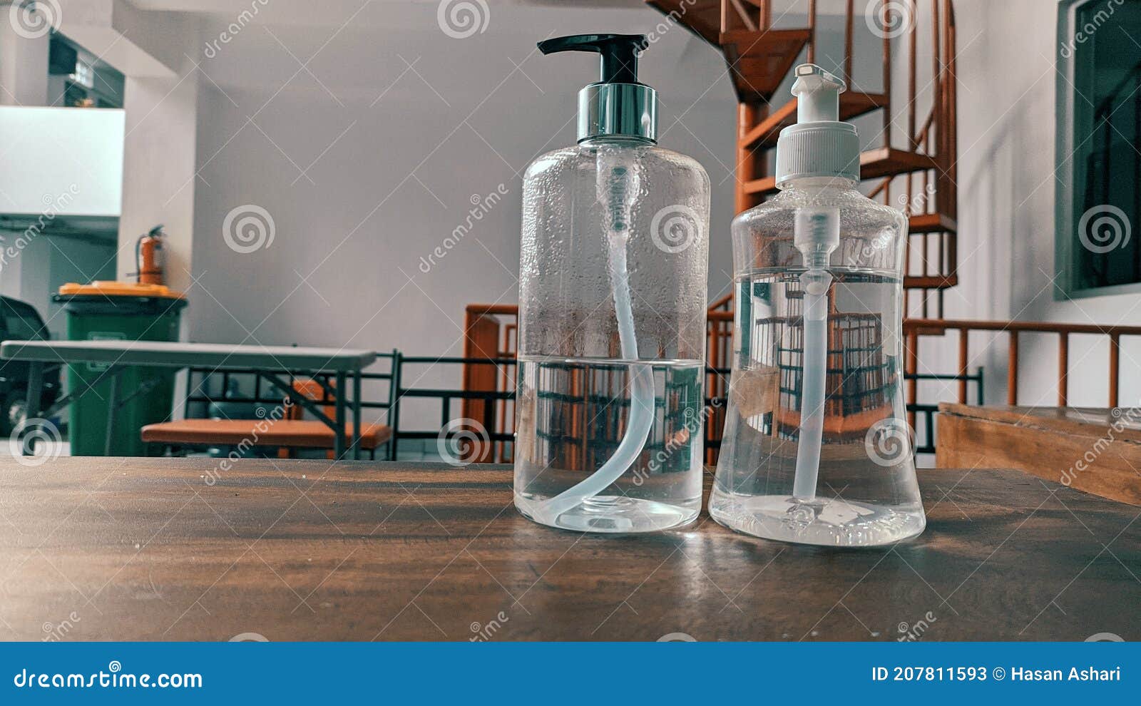 Hand Sanitizer Spray on the Table Stock Image - Image of machine, table ...