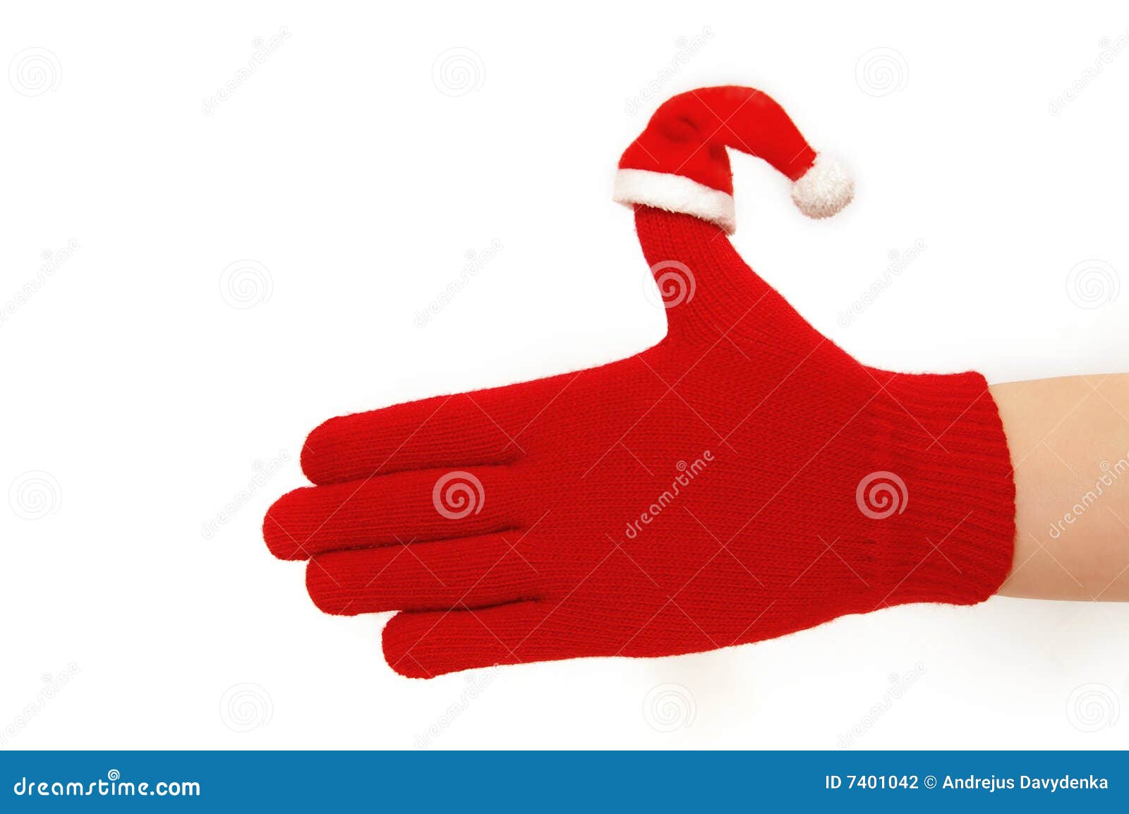 Hand with Santa Hat. Isolated on White. Stock Photo - Image of hand ...