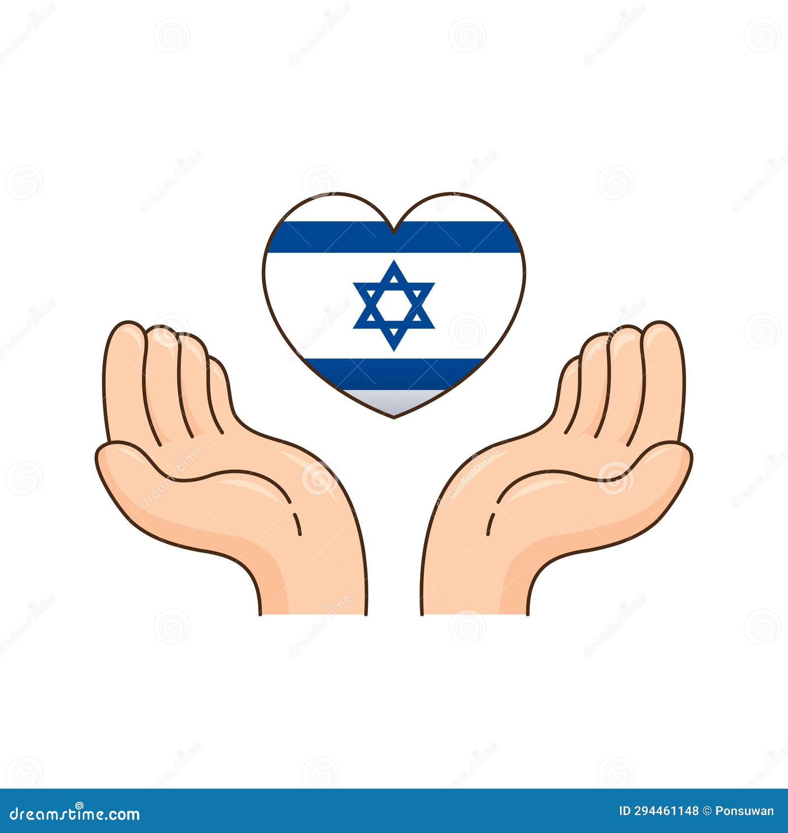 Hand Save Israel Flag on Heart Shape Illustration Vector Graphic. Stock ...