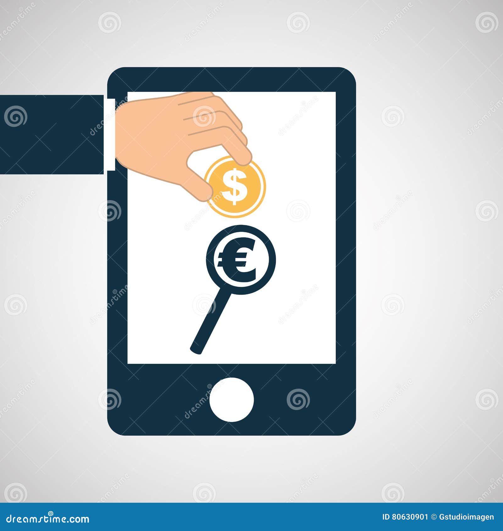 Hand Save Money Euro Search Icon Stock Vector - Illustration of meeting ...
