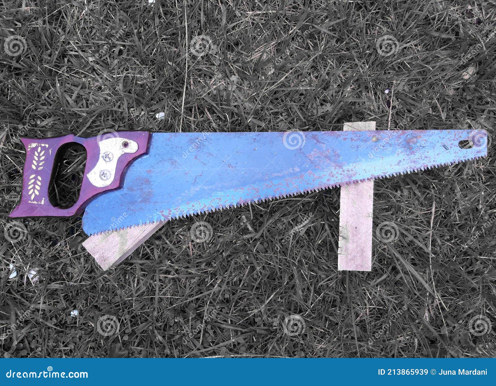 Hand saw on the beam stock image. Image of professional - 213865939