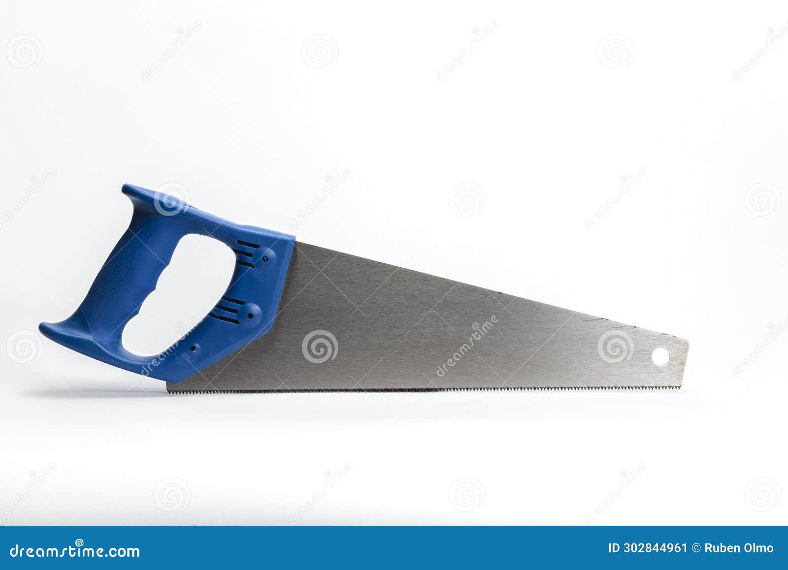 Hand Saw with Blue Handle Isolated Background. Stock Image - Image of ...