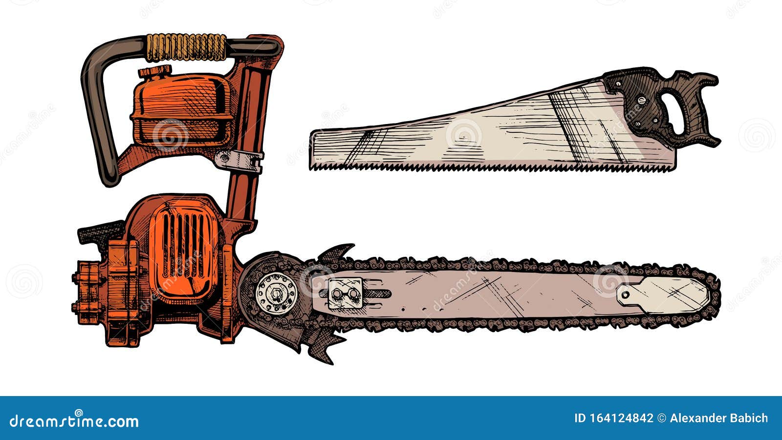Hand Chainsaw Icon On White Background. Vector | CartoonDealer.com ...
