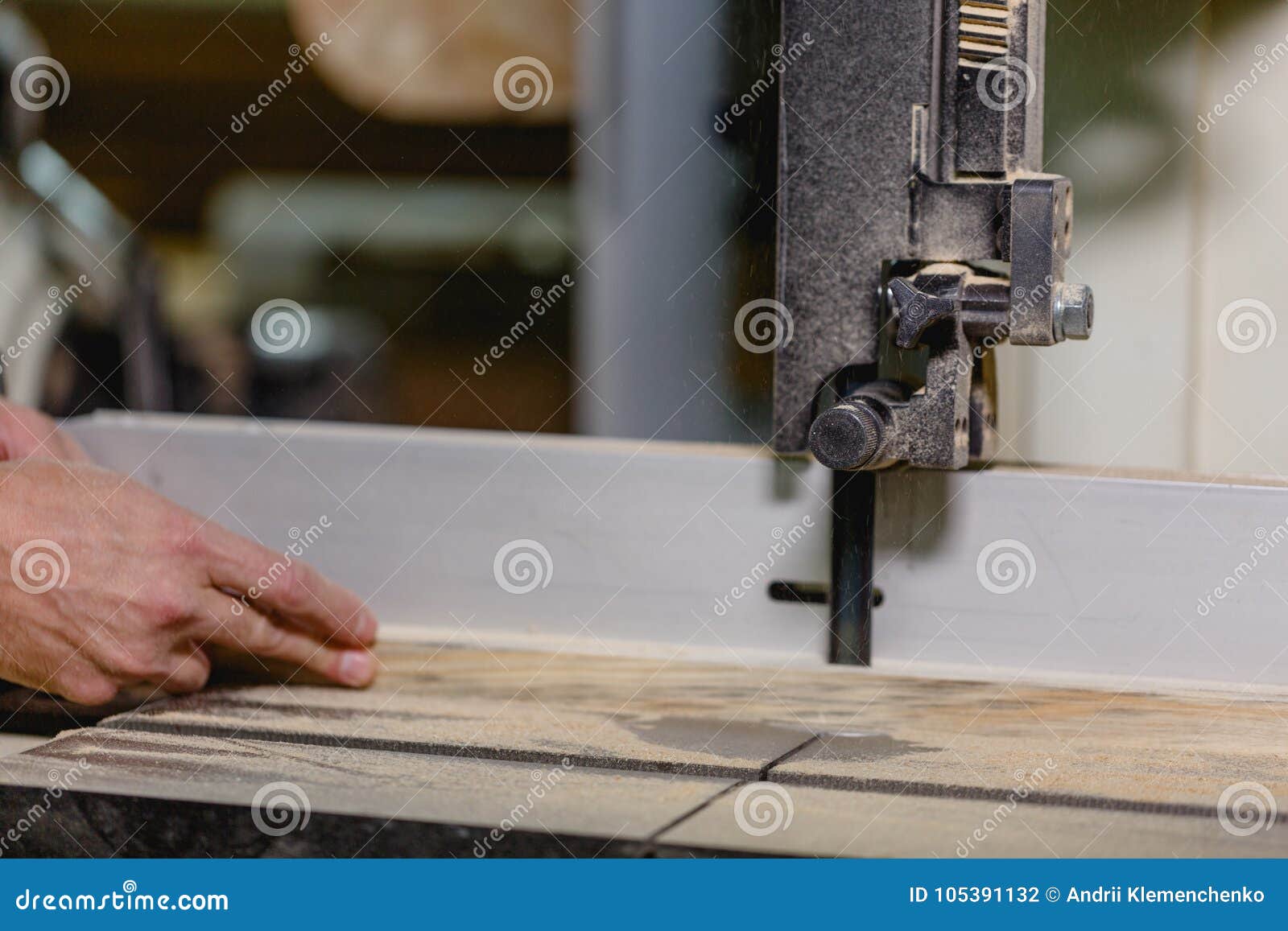 Hand Sawing the Workpiece on a Jigsaw Machine. Side View Stock Photo ...