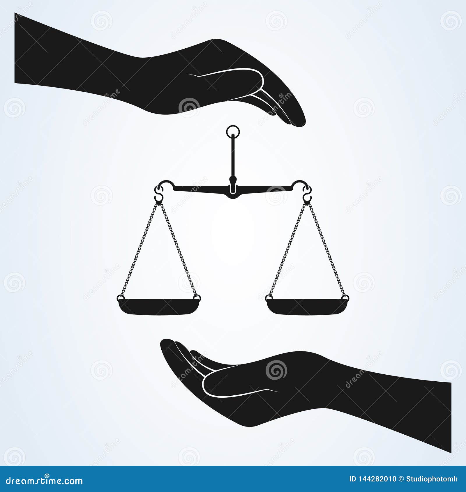 Hand and Scale of Justice Icon Vector. Isolated Background Stock Vector ...
