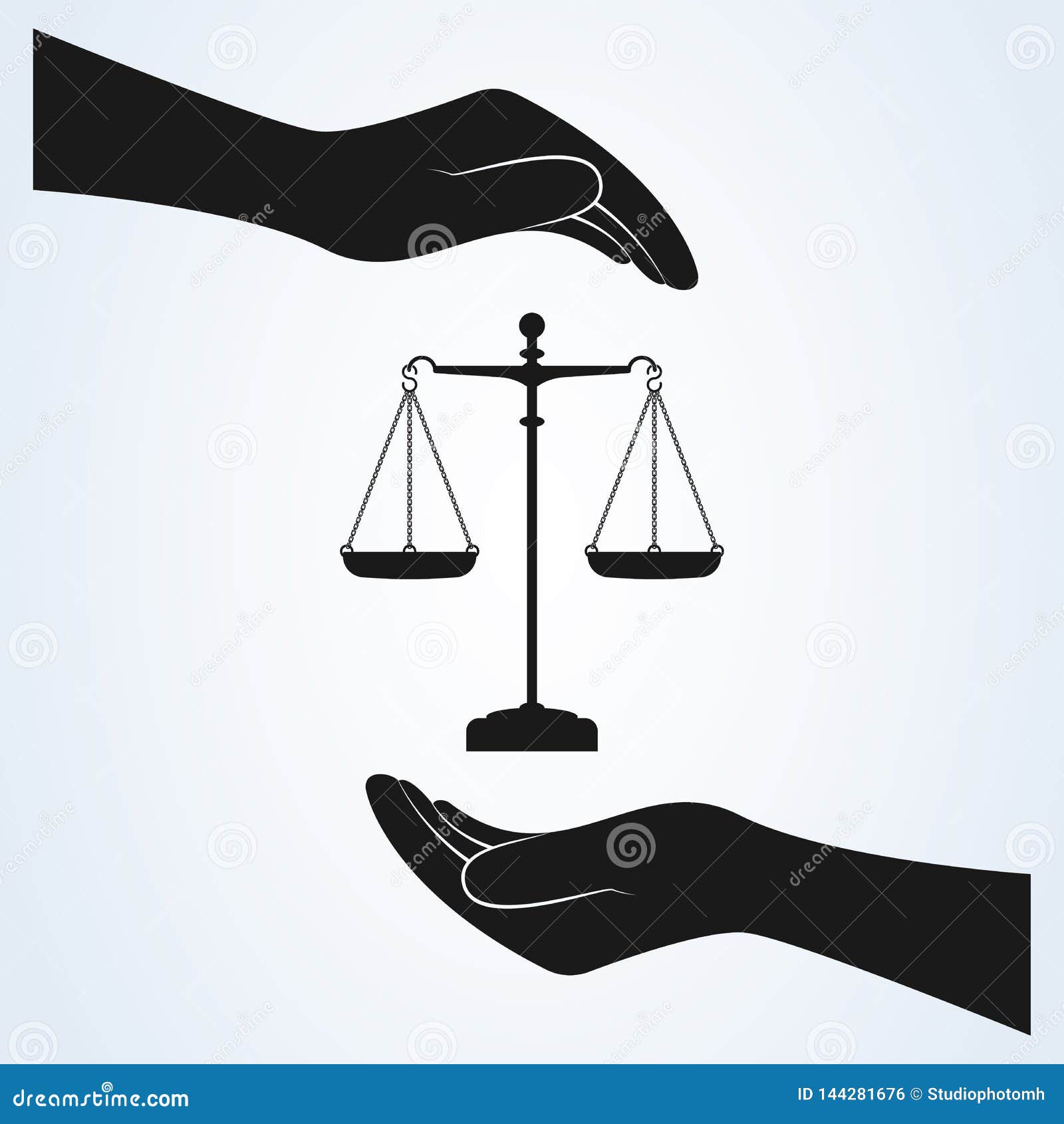 Hand and Scale of Justice Icon Vector. Isolated Background Stock Vector ...