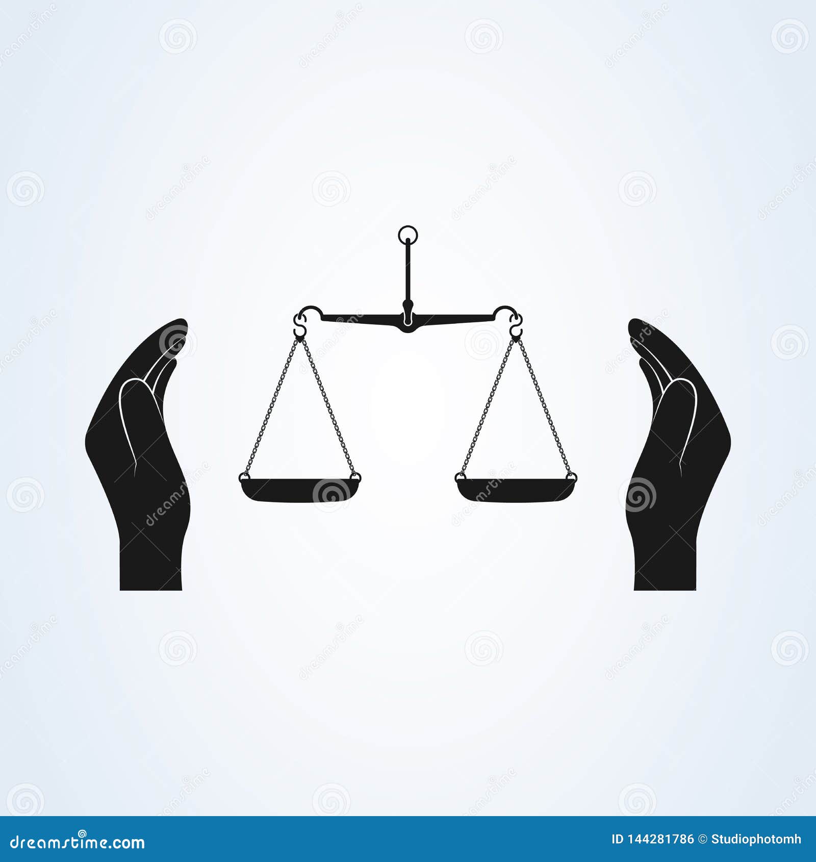 Hand and Scale of Justice Icon Vector. Isolated Background Stock Vector ...