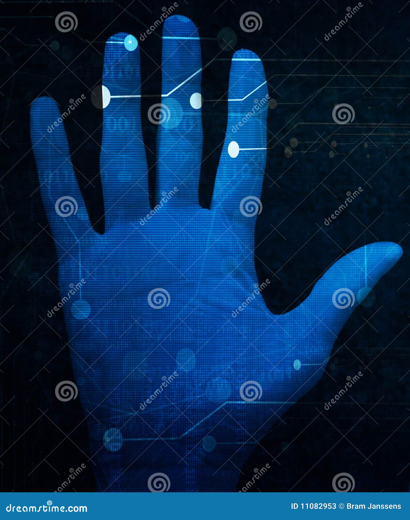 Hand Scan, Handprint Imprint , Finger Print In Technological Theme ...