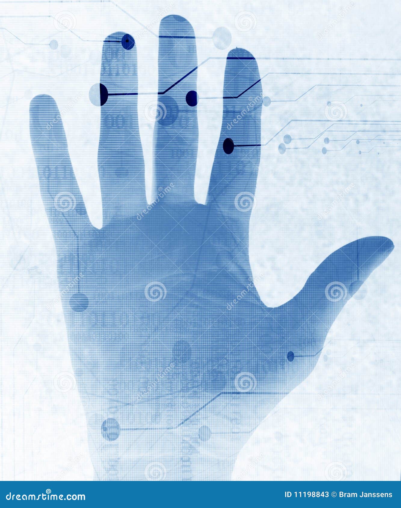 Hand Scan, Handprint Imprint , Finger Print In Technological Theme ...