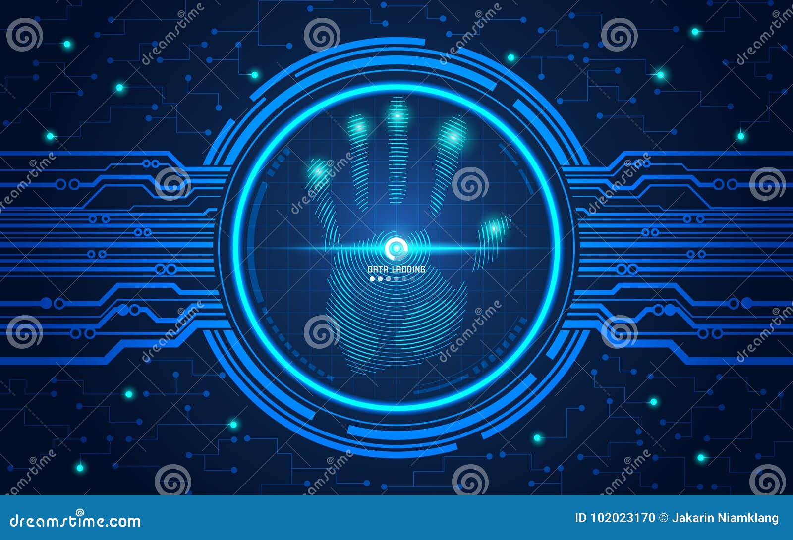 Hand Scan, Handprint Imprint , Finger Print In Technological Theme ...