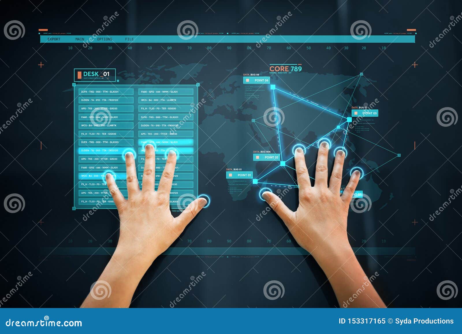 Hand Scan on Touch Screen Scanning for Data Access Stock Image - Image ...