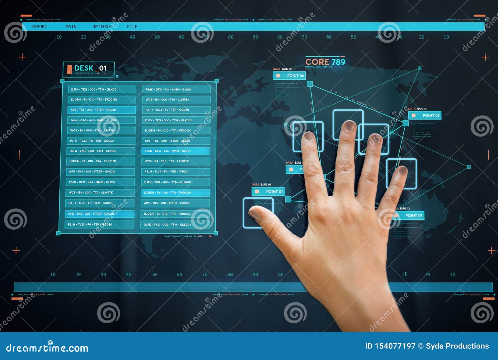 Hand Scan on Touch Screen Scanning for Data Access Stock Image - Image ...