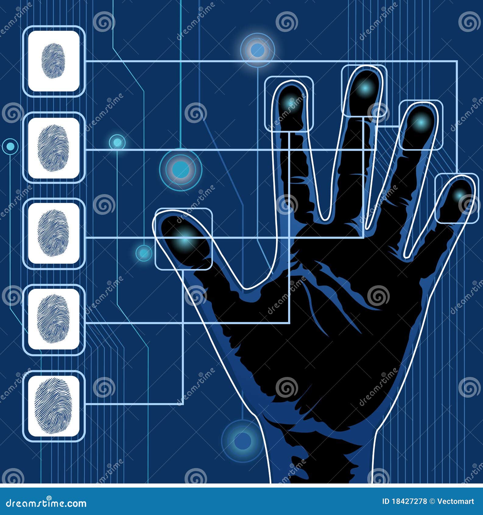 Hand Scanning stock vector. Illustration of finger, police - 18427278