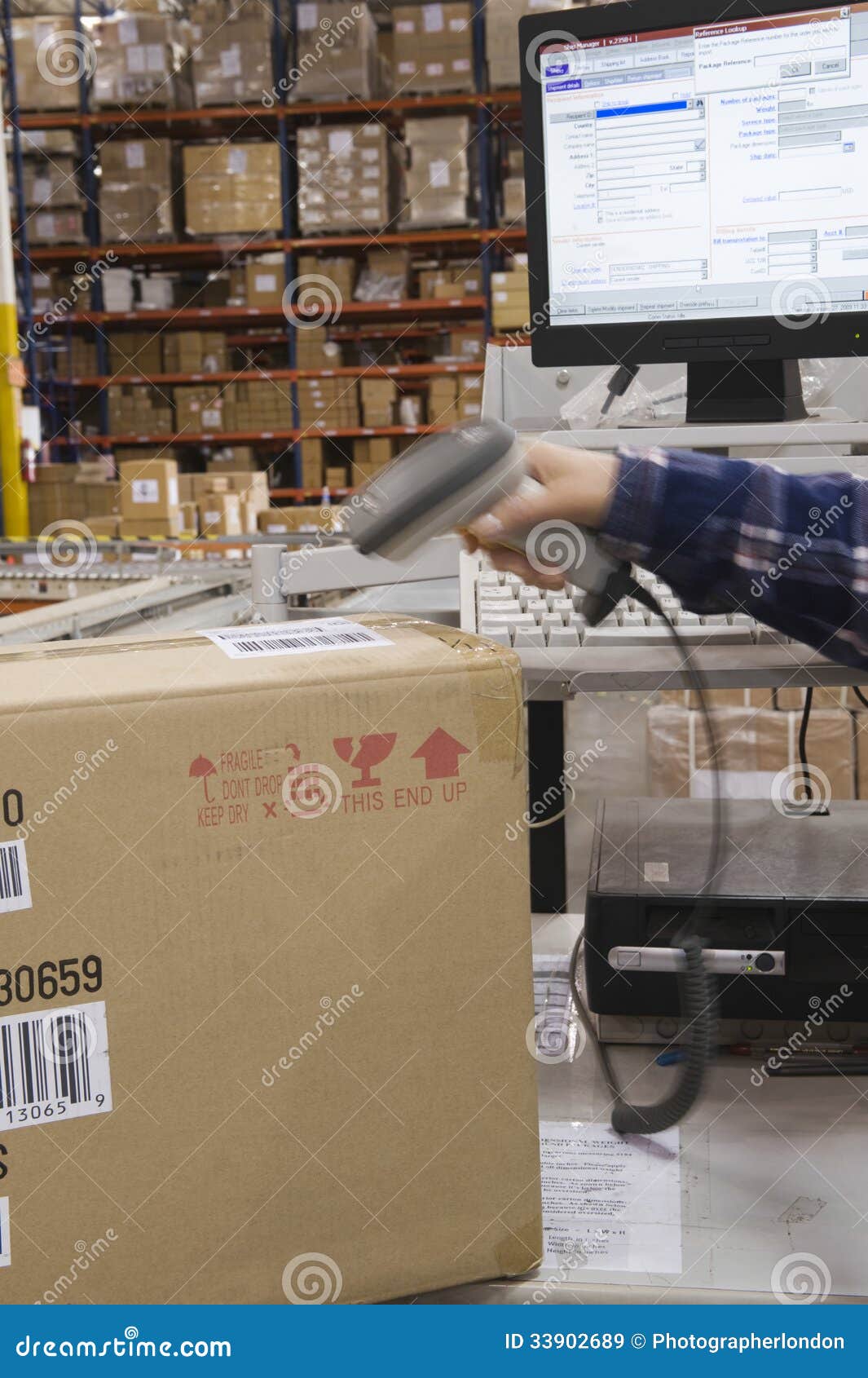 Hand Scanning Barcode in Warehouse Stock Image - Image of closeup ...