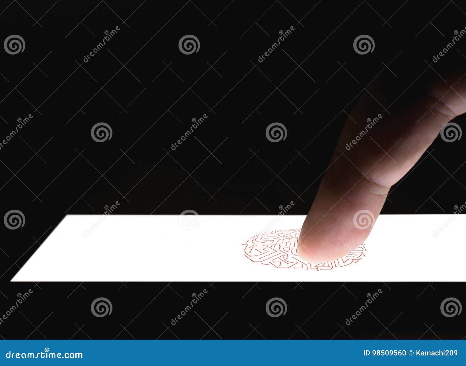 The Hand Is Scanning Biometric Fingerprints For Approval To Access ...