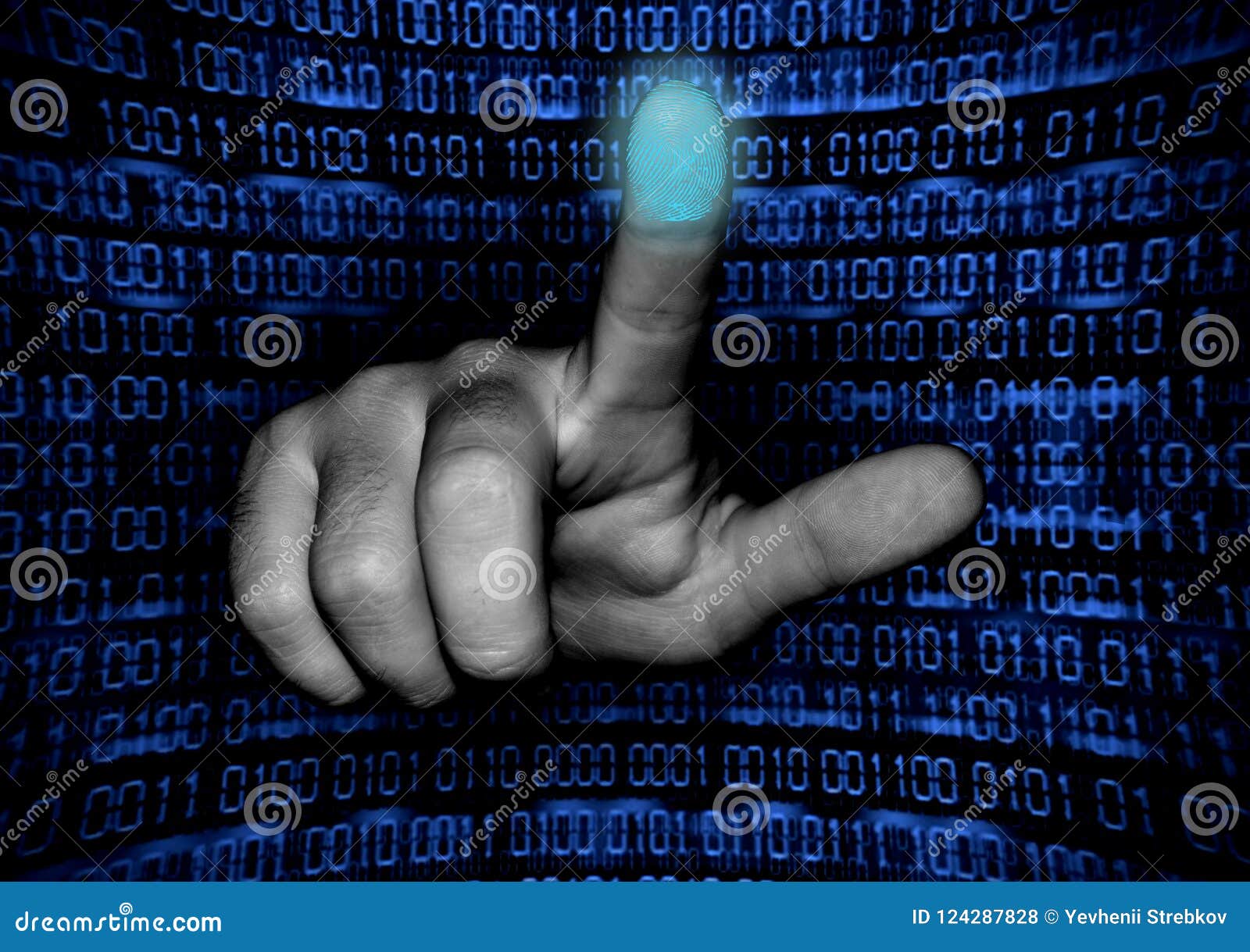 The Hand Scans the Fingerprint of the Index Finger Stock Photo - Image ...
