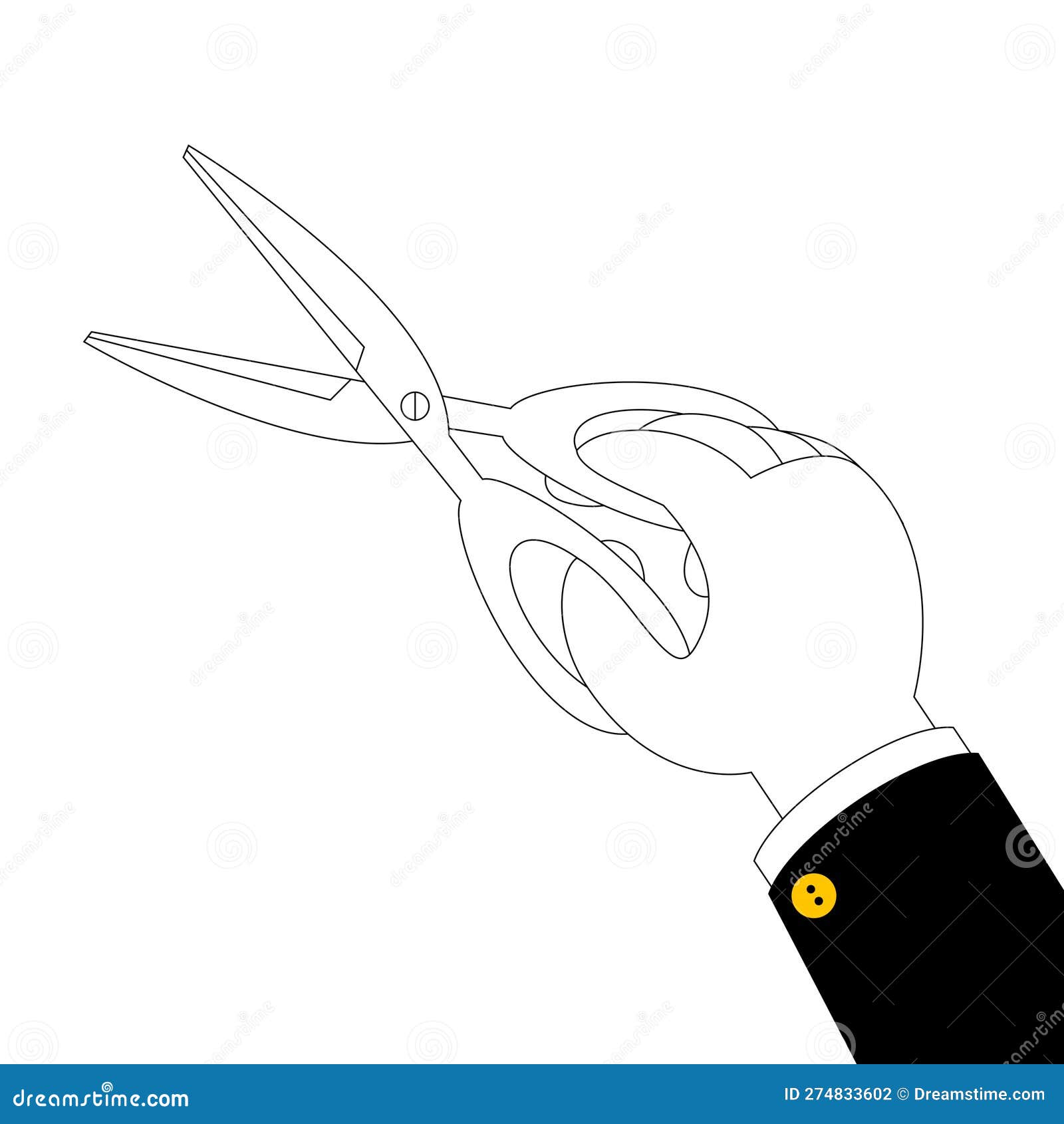 A Hand with Scissors is Cutting Something. Stock Vector - Illustration ...