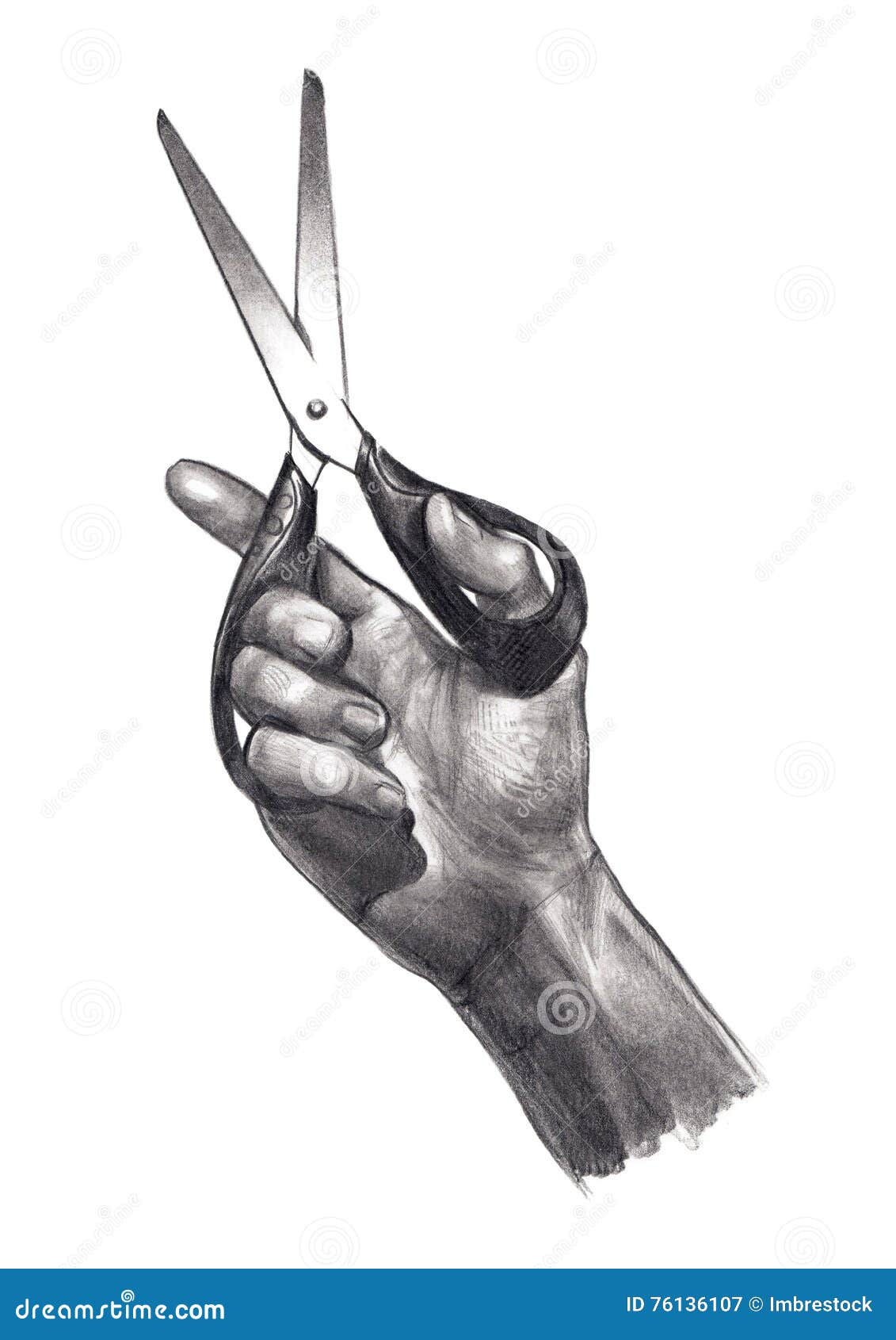 Hand with scissors stock illustration. Illustration of isolated - 76136107