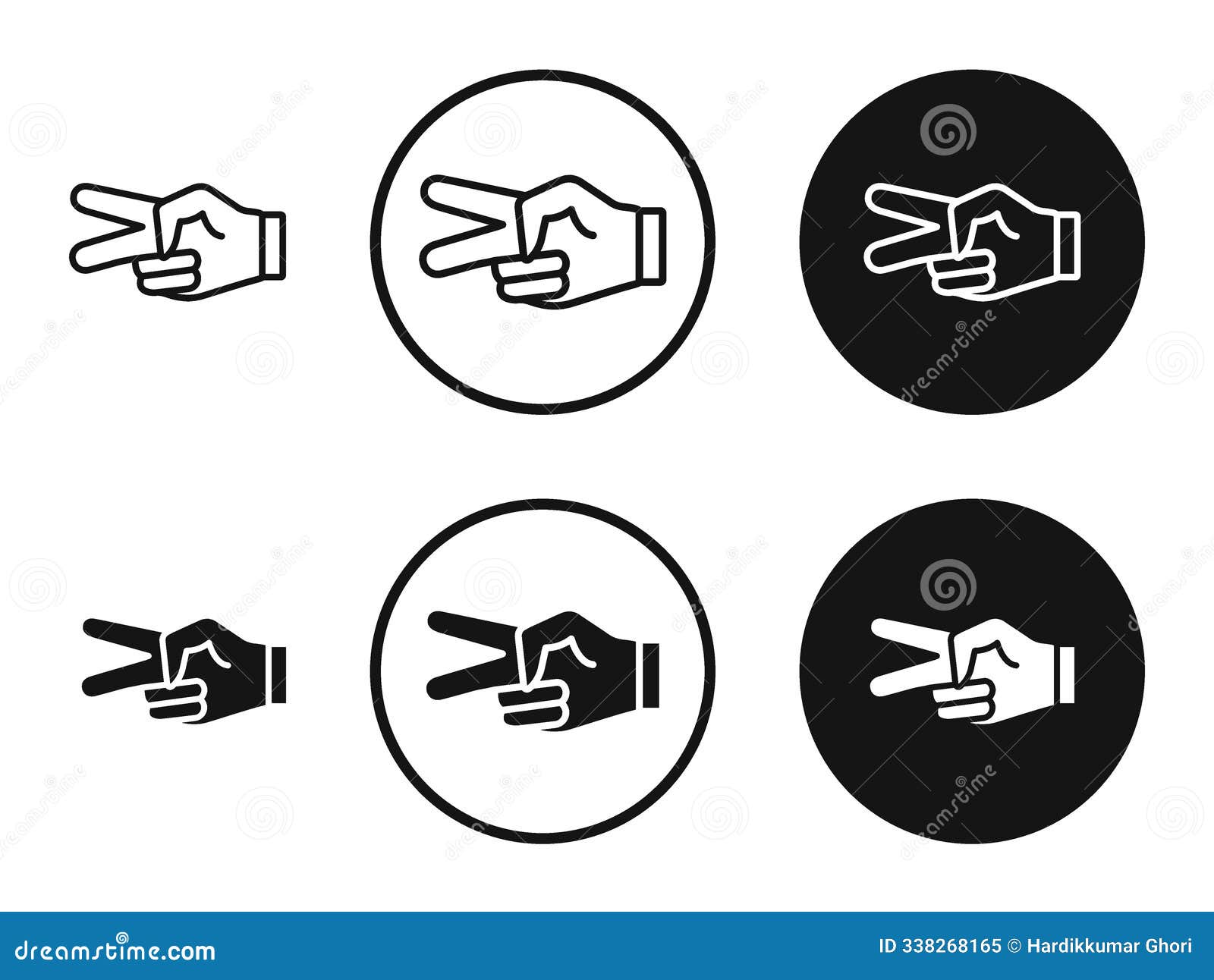 Hand Scissors Vector Icon Set in Black and White Outlines Stock Vector ...
