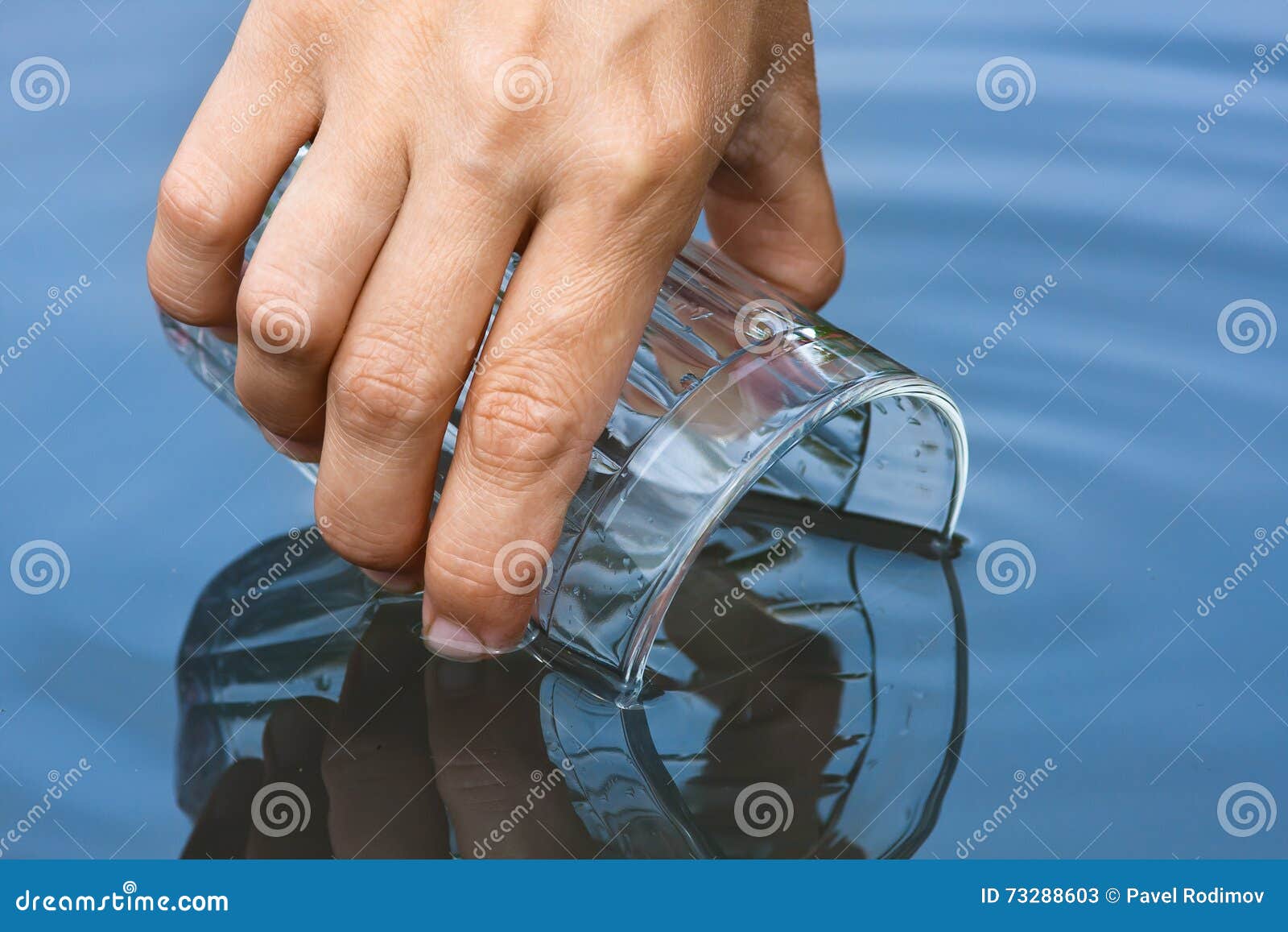 Hand Scooping Clean Water from a Pond Stock Image - Image of reflection ...