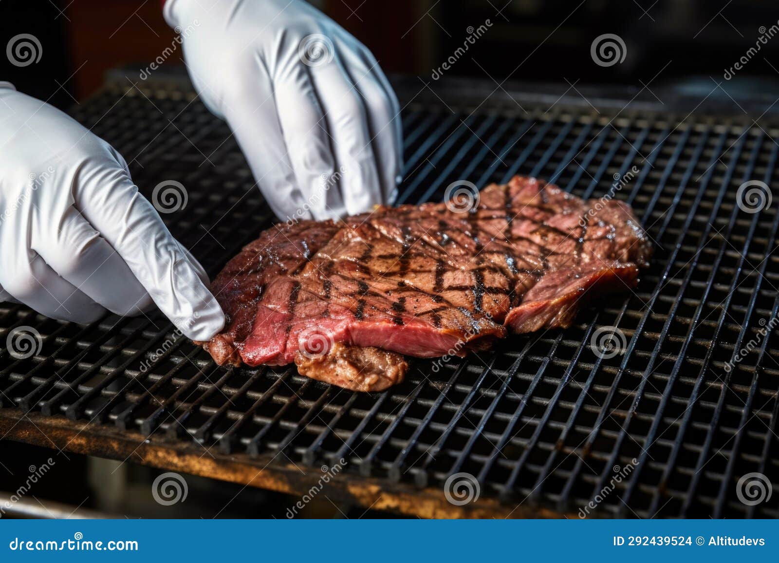 Hand Scoring Diamond Patterns Onto a Steak before Grilling Stock ...