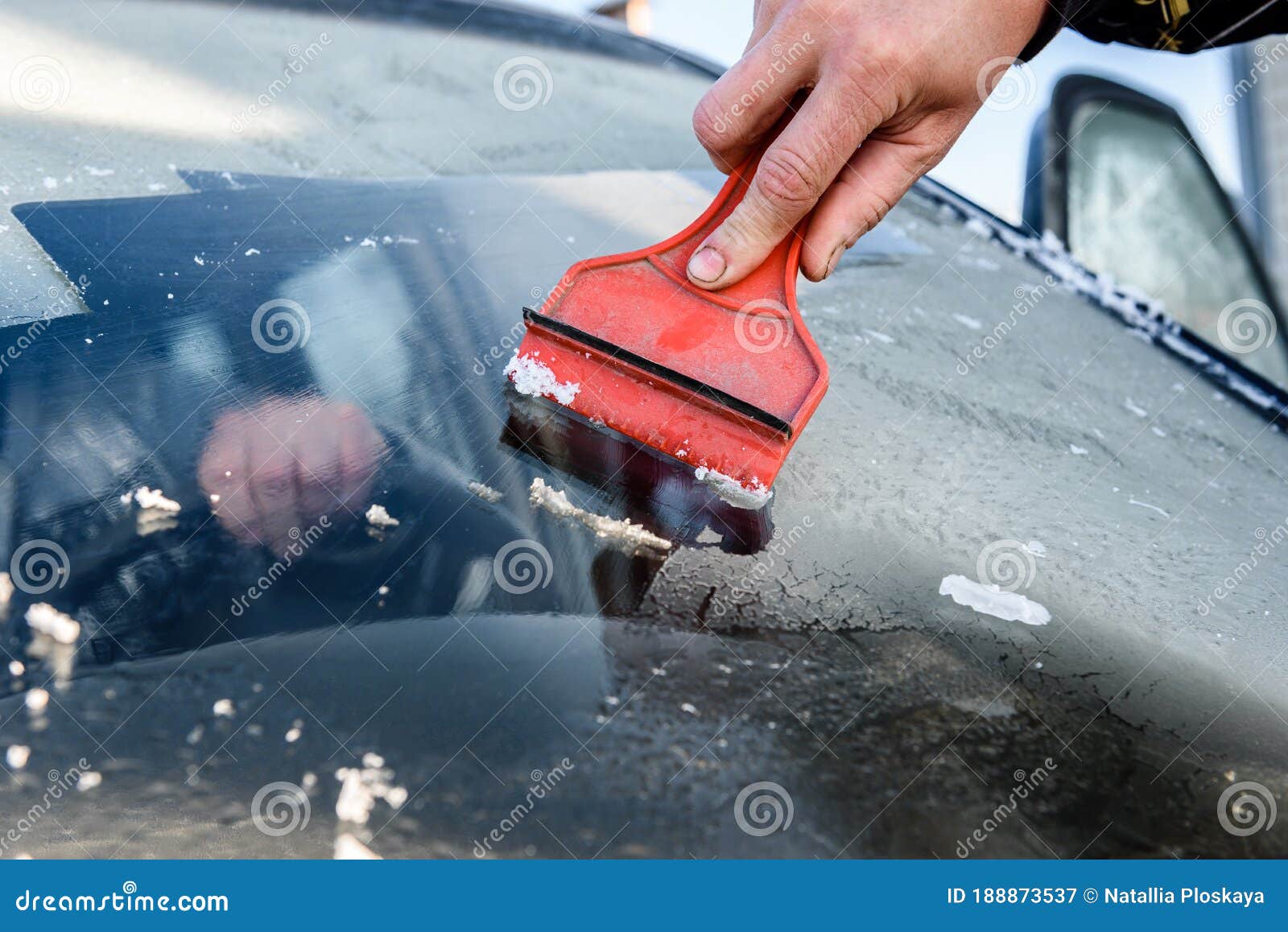 Hand Scraping Ice from the Car Window Stock Image - Image of driving ...