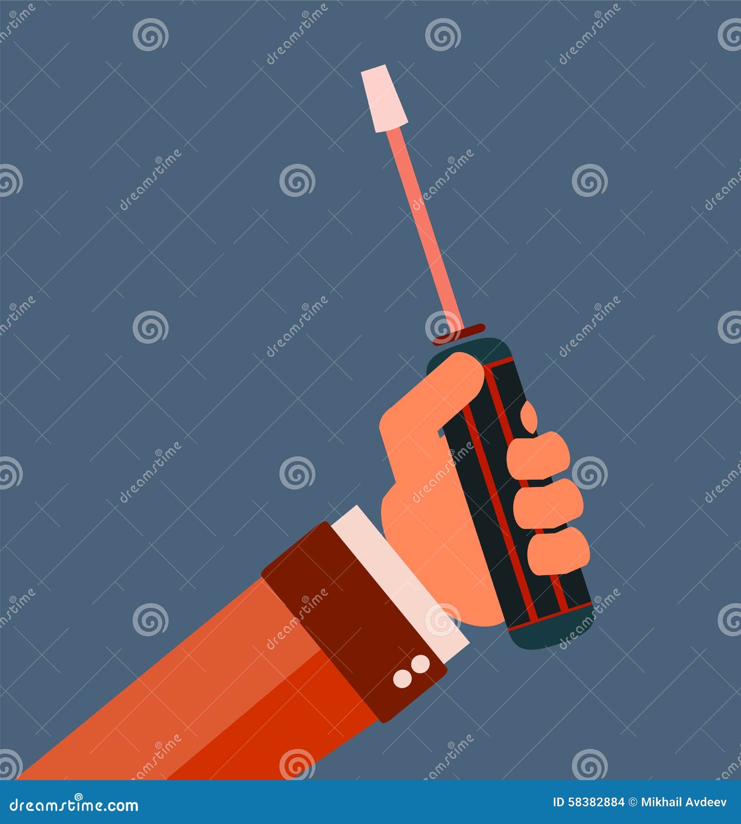 Hand with screwdriver. stock vector. Illustration of vector - 58382884