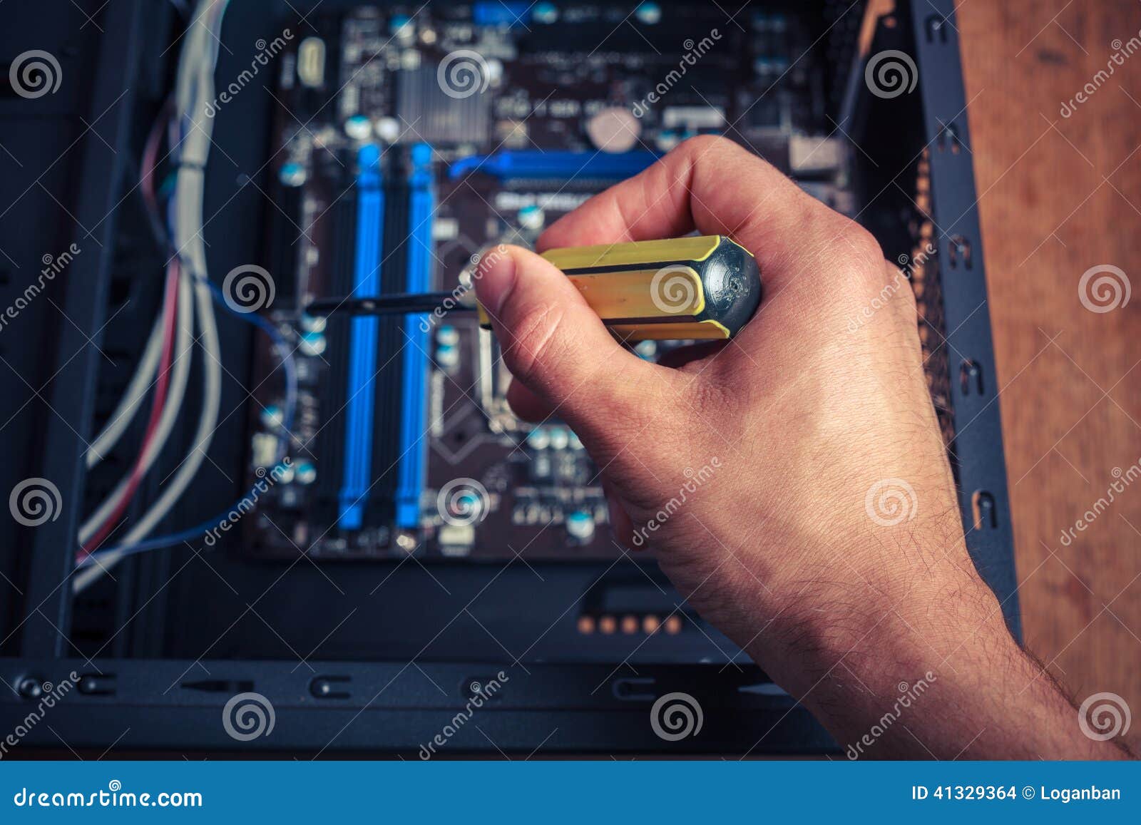 Hand with Screwdriver Installing Computer Stock Photo - Image of hand ...