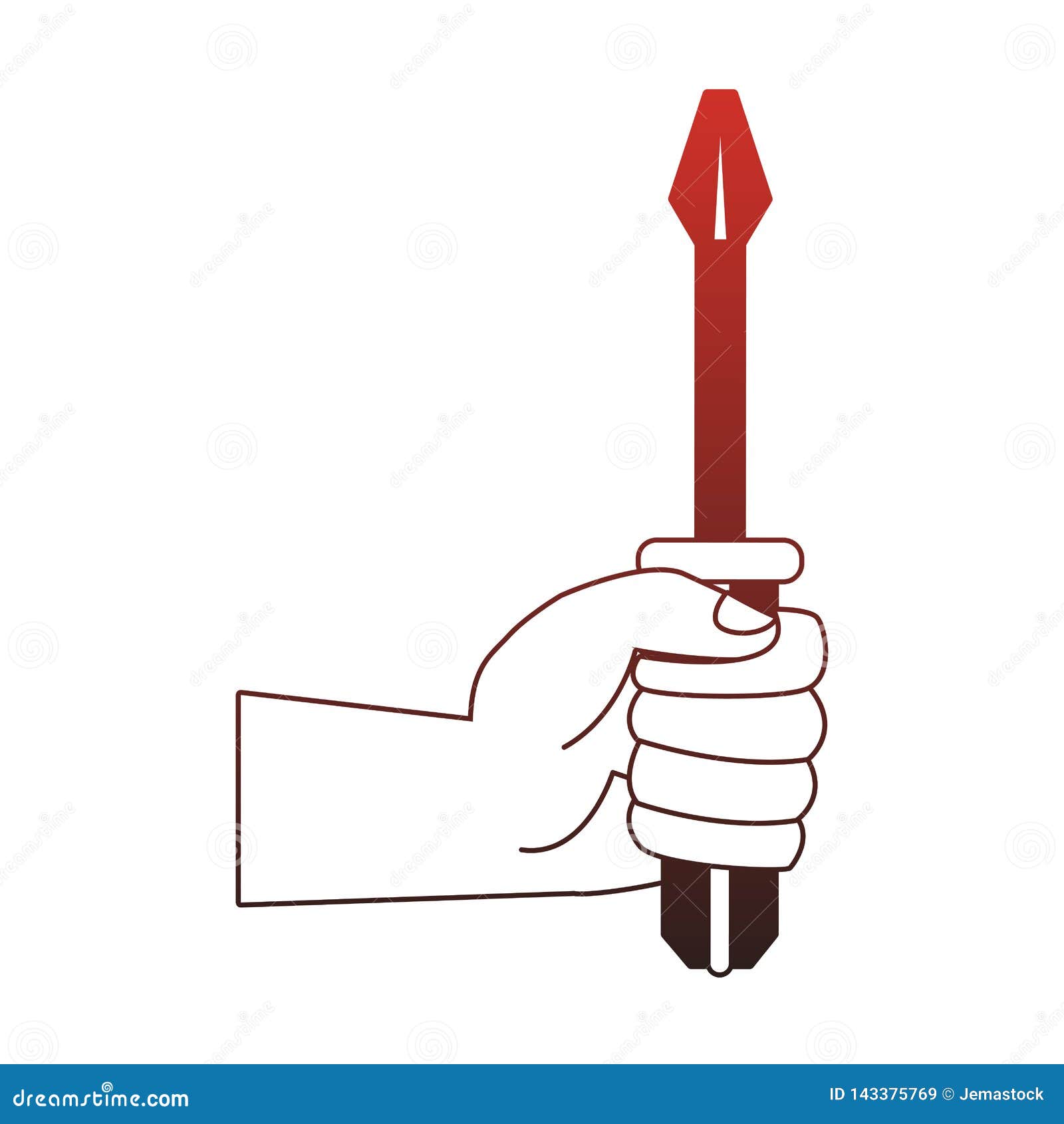 Hand with Screwdriver Red Lines Stock Vector - Illustration of ...